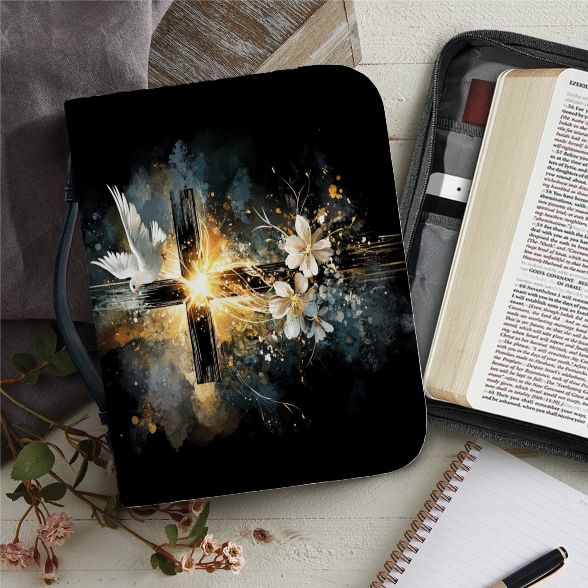 Bible Cover Case Women's Bible Storage Bag Pu Leather Zippered Handbag ...