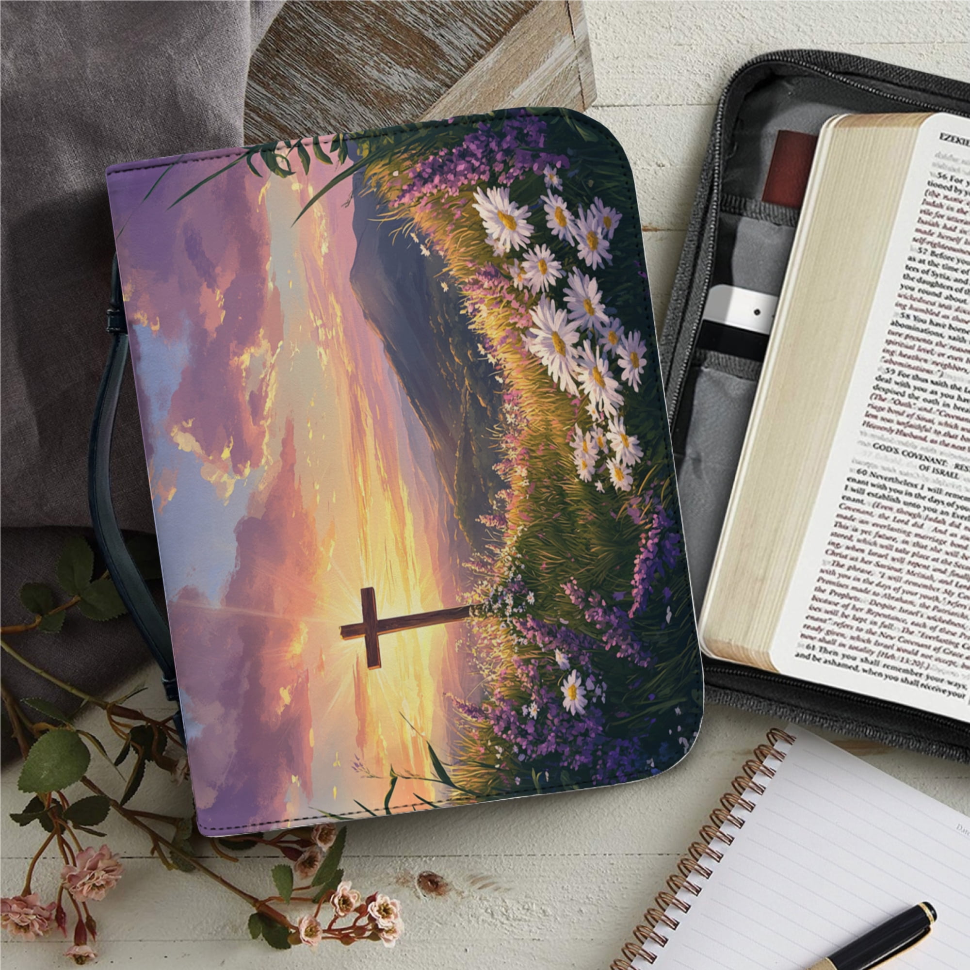 Bible Cover Case Women's Bible Storage Bag Pu Leather Zippered Handbag ...