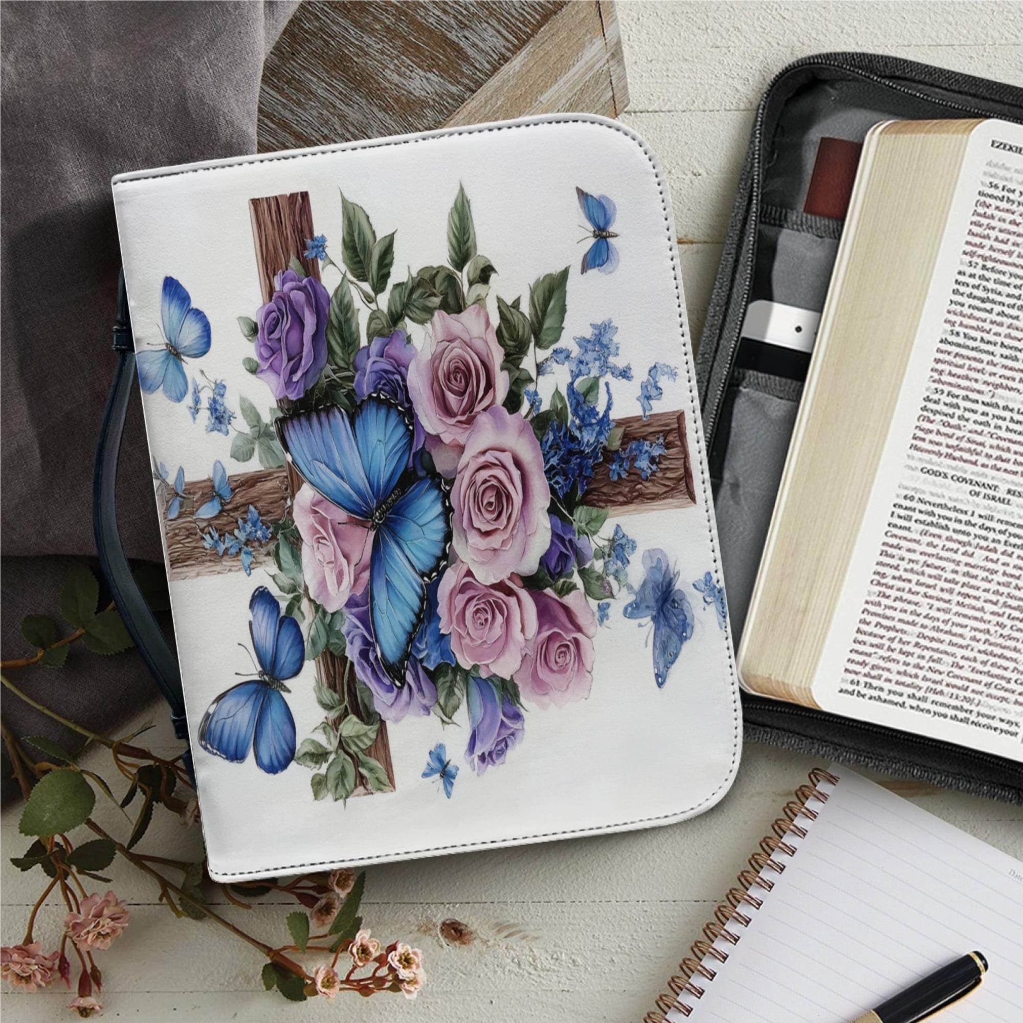 Bible Cover Case Women's Bible Storage Bag Pu Leather Zippered Handbag ...