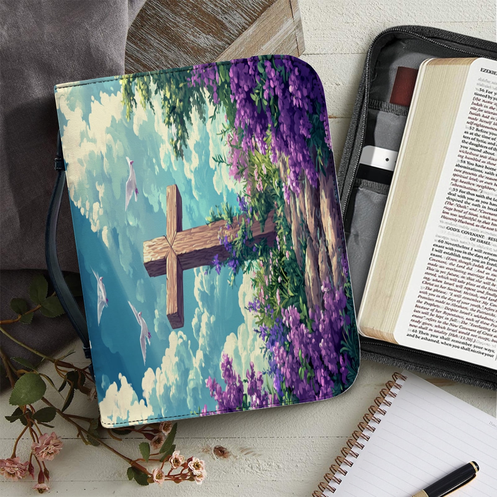 Bible Cover Case Women's Bible Storage Bag Pu Leather Zippered Handbag ...