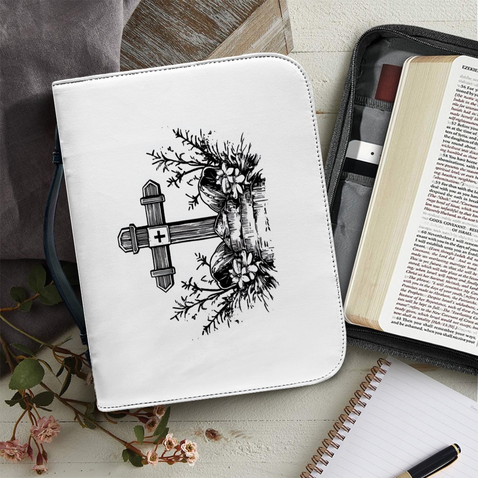 Bible Cover Case Women's Bible Storage Bag Pu Leather Zippered Handbag ...