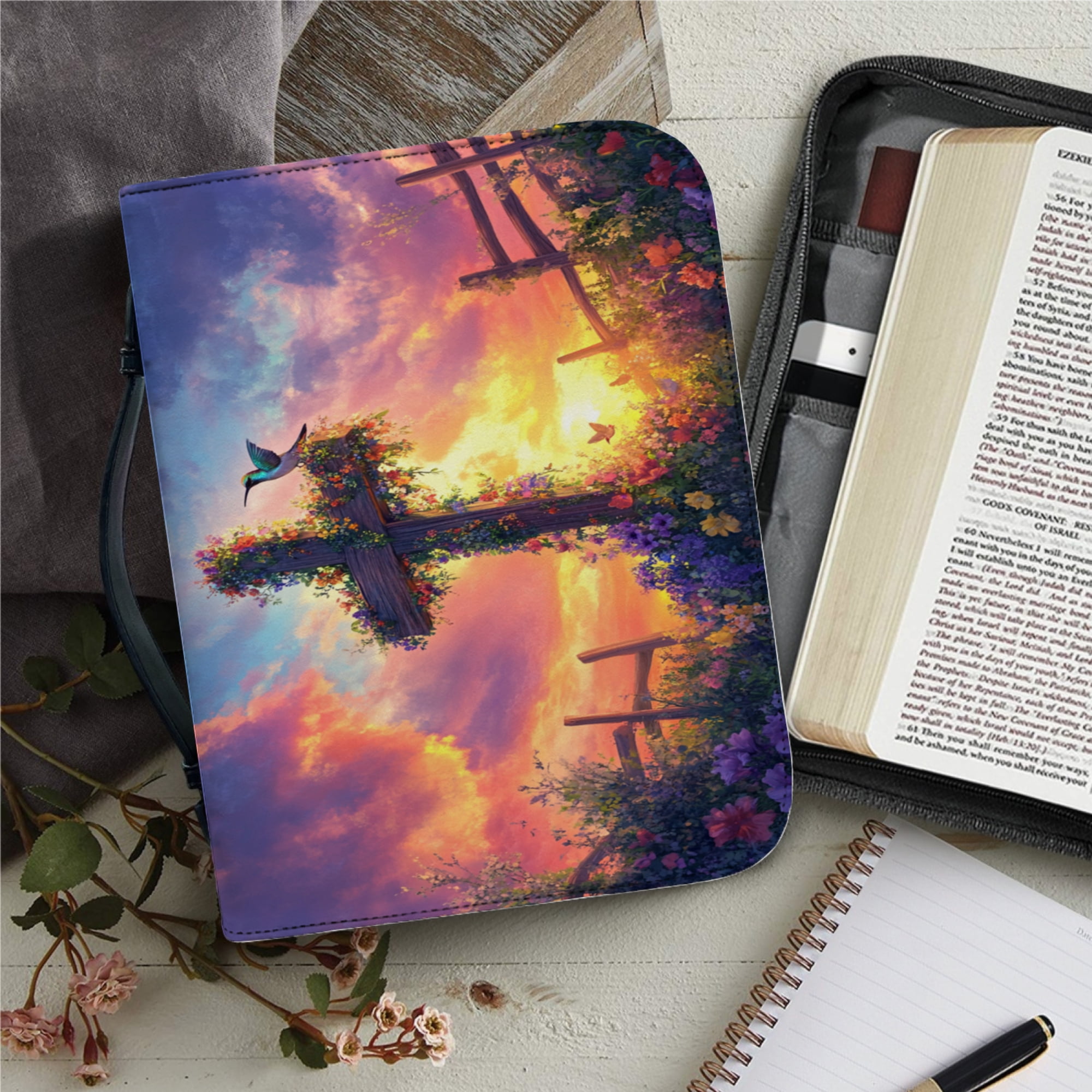 Bible Cover Case Women's Bible Storage Bag Pu Leather Zippered Handbag ...