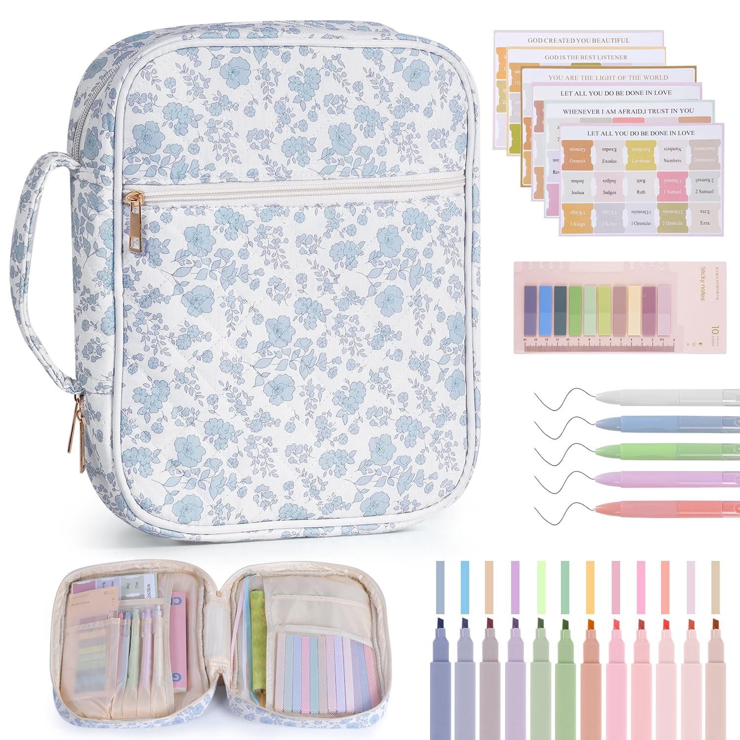 Bible Cover for Women Carrying Book Case with Zipper Pocket and Handle ...