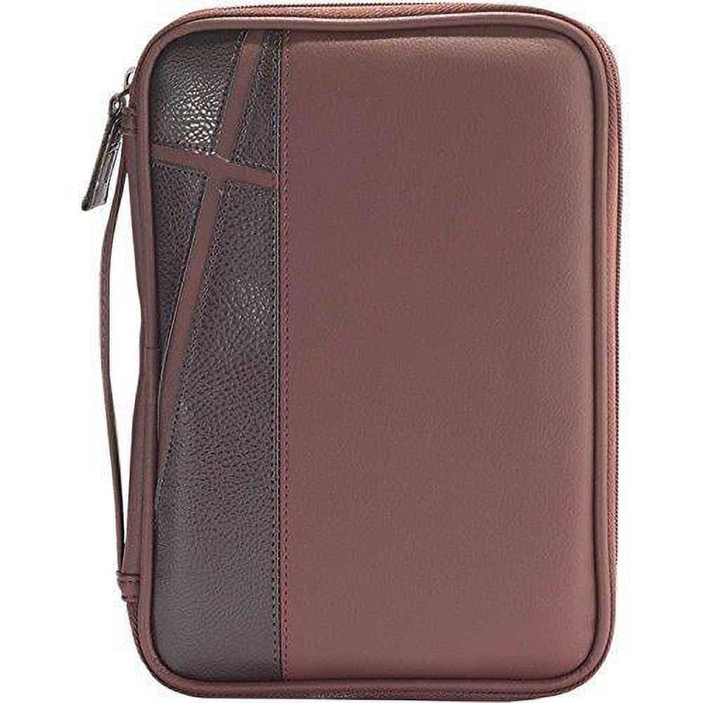 Man of God Two-Tone Brown Cross Faux Leather Men's Bible Cover Case ...