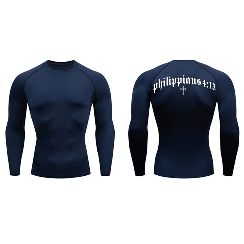 Bible Cross Graphic Compression Shirt for Men Gym Workout Undershirts ...