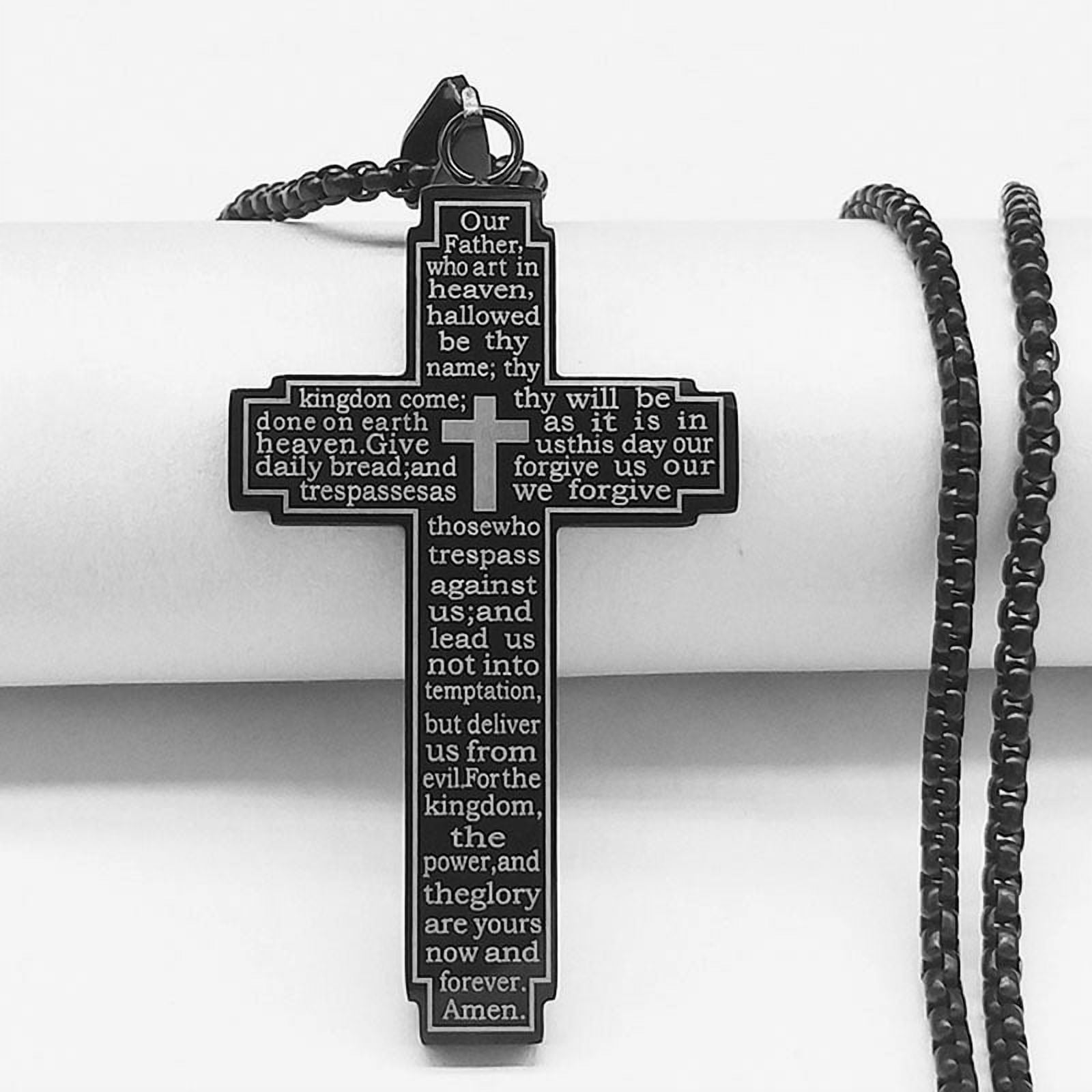 Bible Cross Necklace Men's Jesus Chain Pendant Protection Jewelry ...