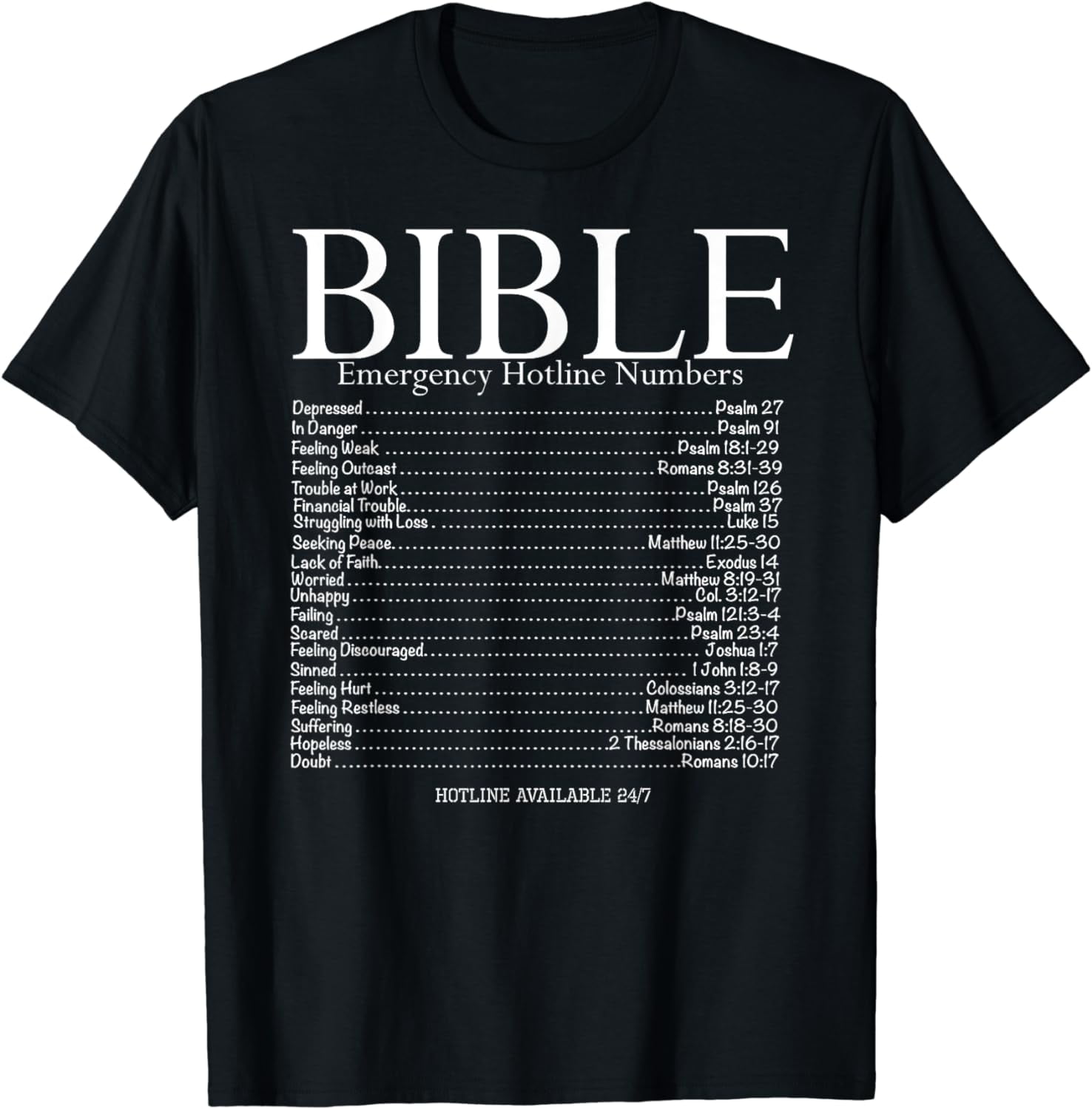 Bible Emergency Hotline Numbers Shirt, Bible Verse Shirt T-Shirt ...