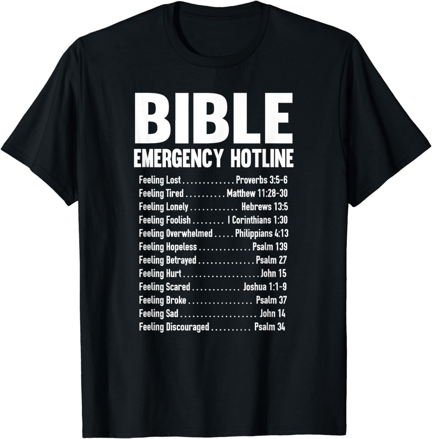 Bible Emergency Hotline | Verses for Any Situation T-Shirt - Walmart.com