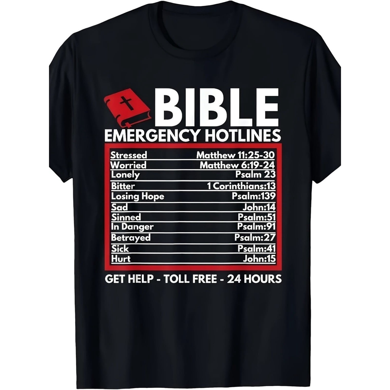 Bible Emergency Number Fun Christian Bible And Jesus 100 Cotton T-Shirt ...