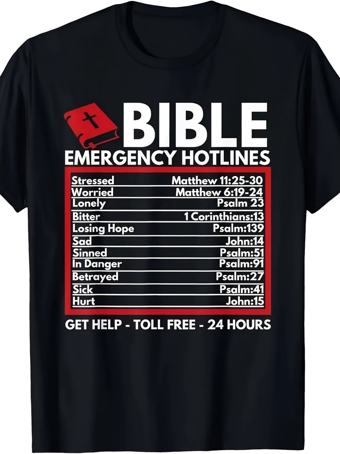 Bible Emergency Number-Fun Christian Bible and Jesus T-Shirt-100 Cotton ...