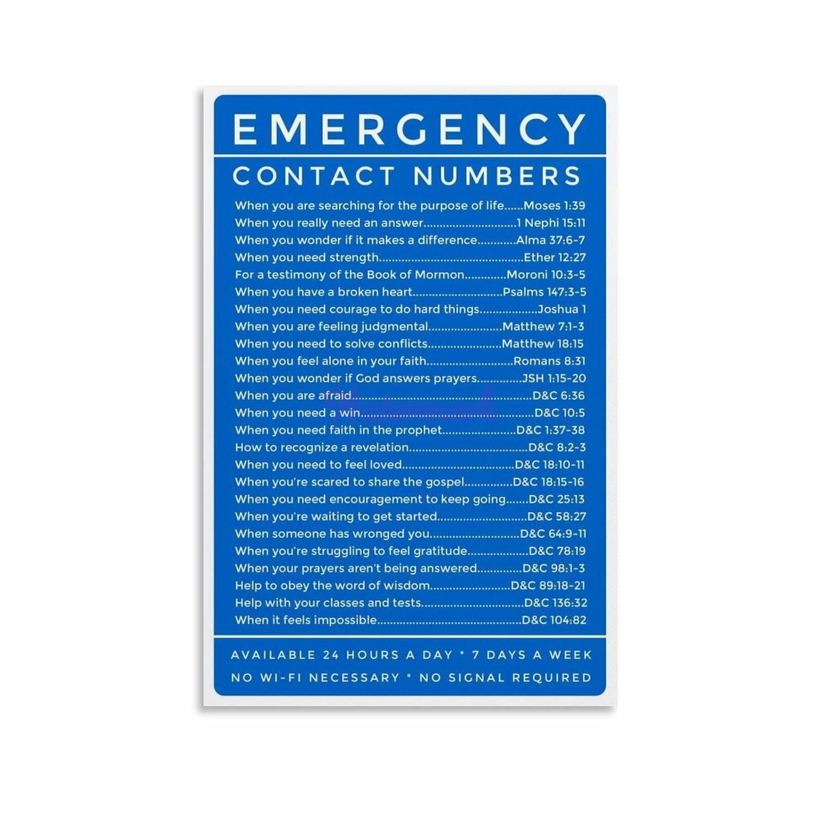 Bible Emergency Number Religious Art Posters Canvas Painting Wall Art ...