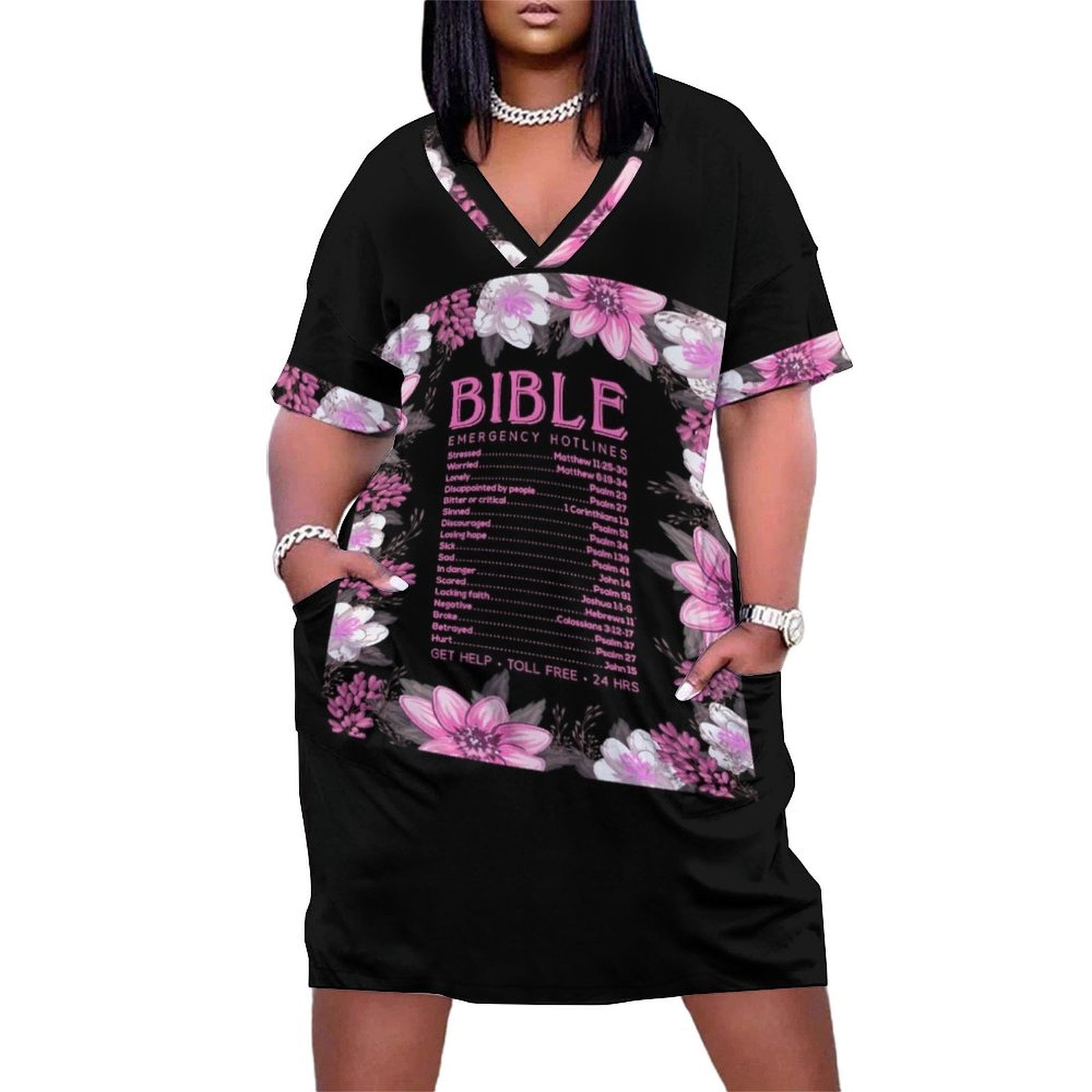 Bible Emergency Numbers 2 (hotline) Loose Pocket Dress short dresses ...