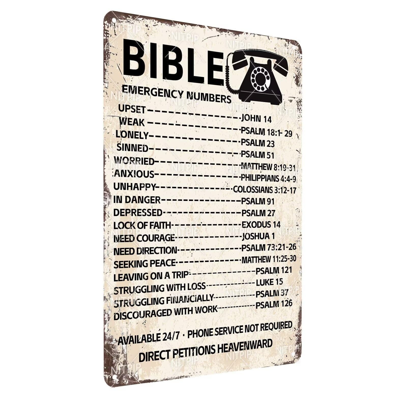 Bible Emergency Numbers – Christian Metal Sign Wall Decor, Vintage ...