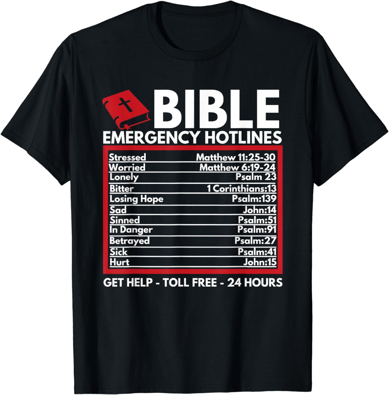 Bible Emergency Numbers - Funny Christian Bible & Jesus T-Shirt ...