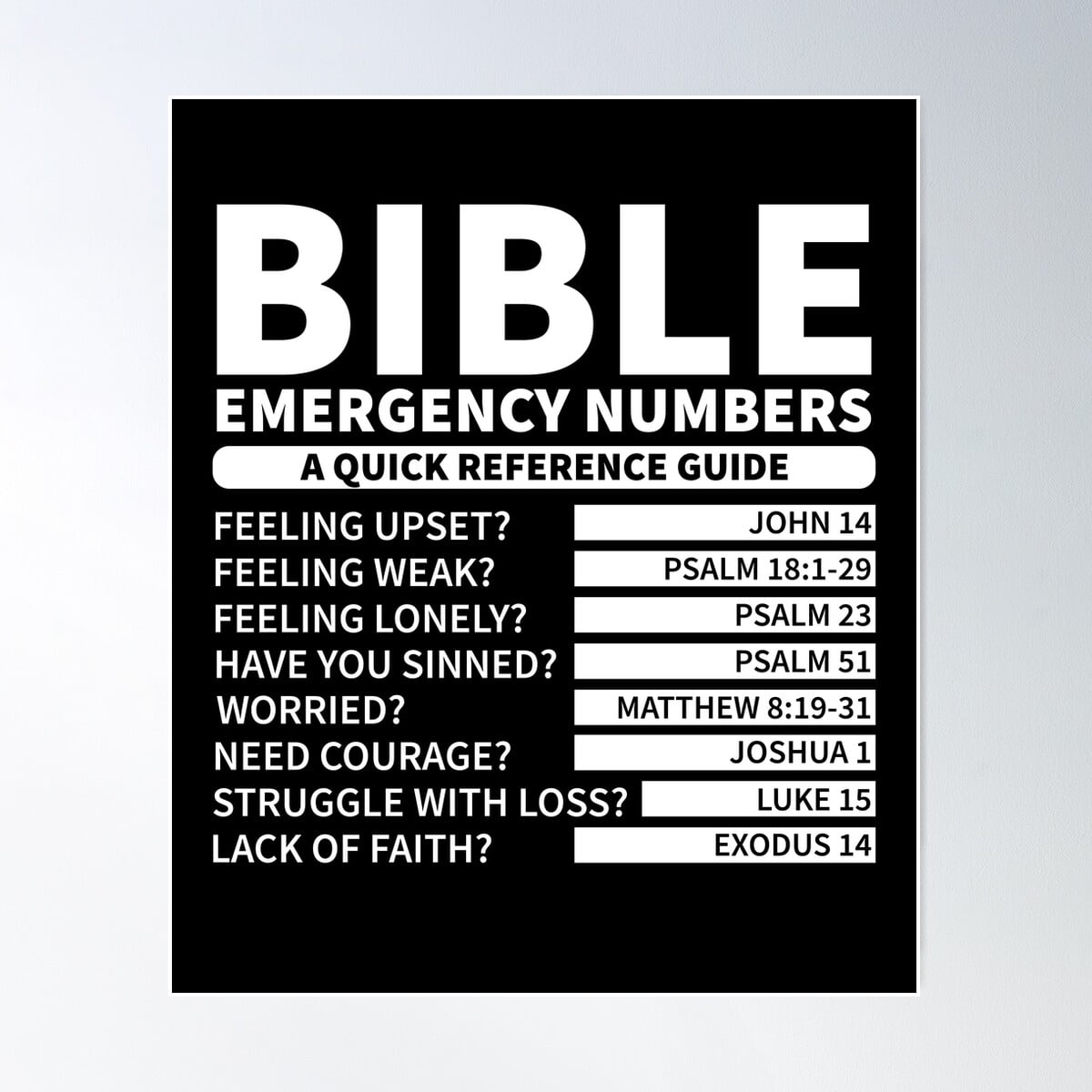 Bible Emergency Numbers Funny Christian Poster Wall Art, Modern Wall ...
