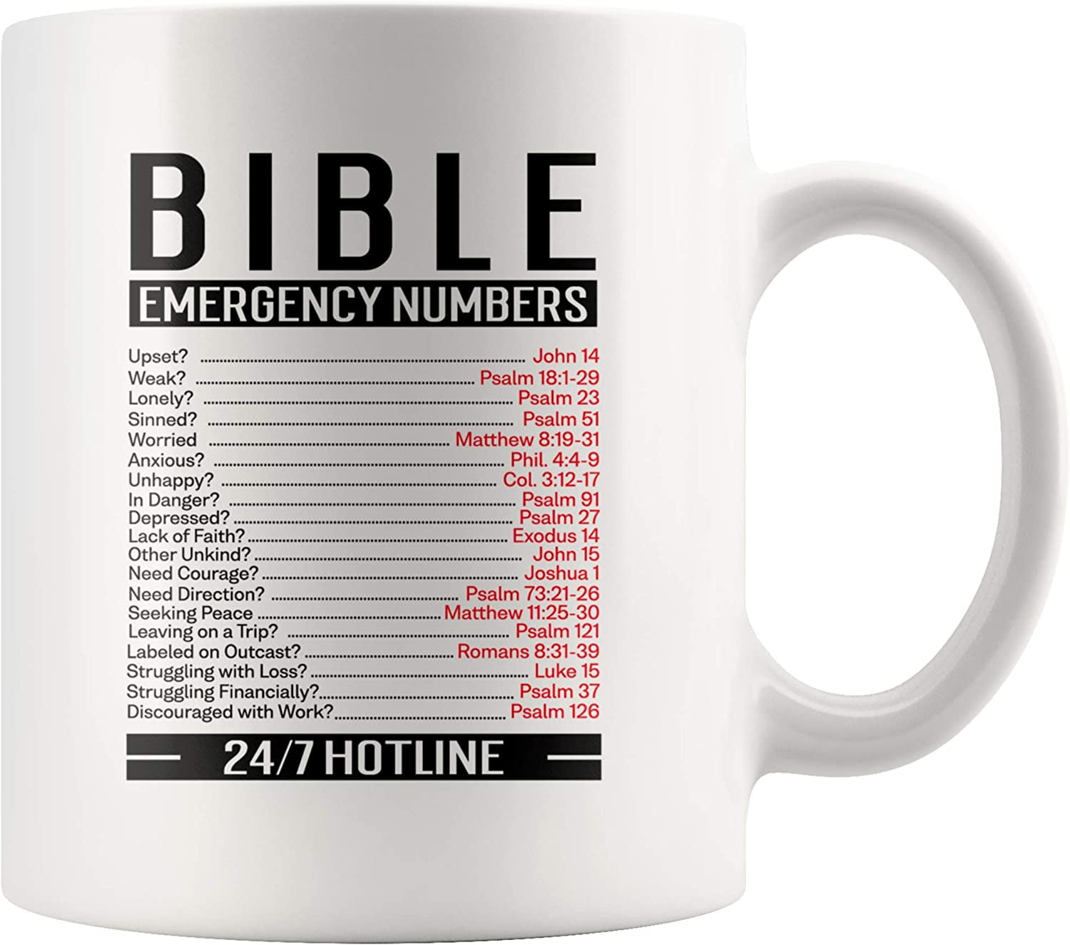 CTDream Bible Emergency Numbers Ceramic Mug, 11 oz, Inspirational ...