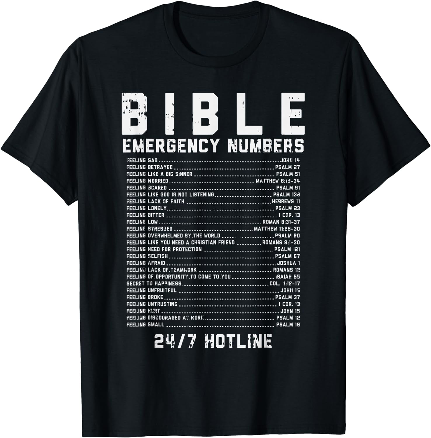Bible Emergency Numbers Verse God Jesus Faith Christian Gift T-Shirt ...