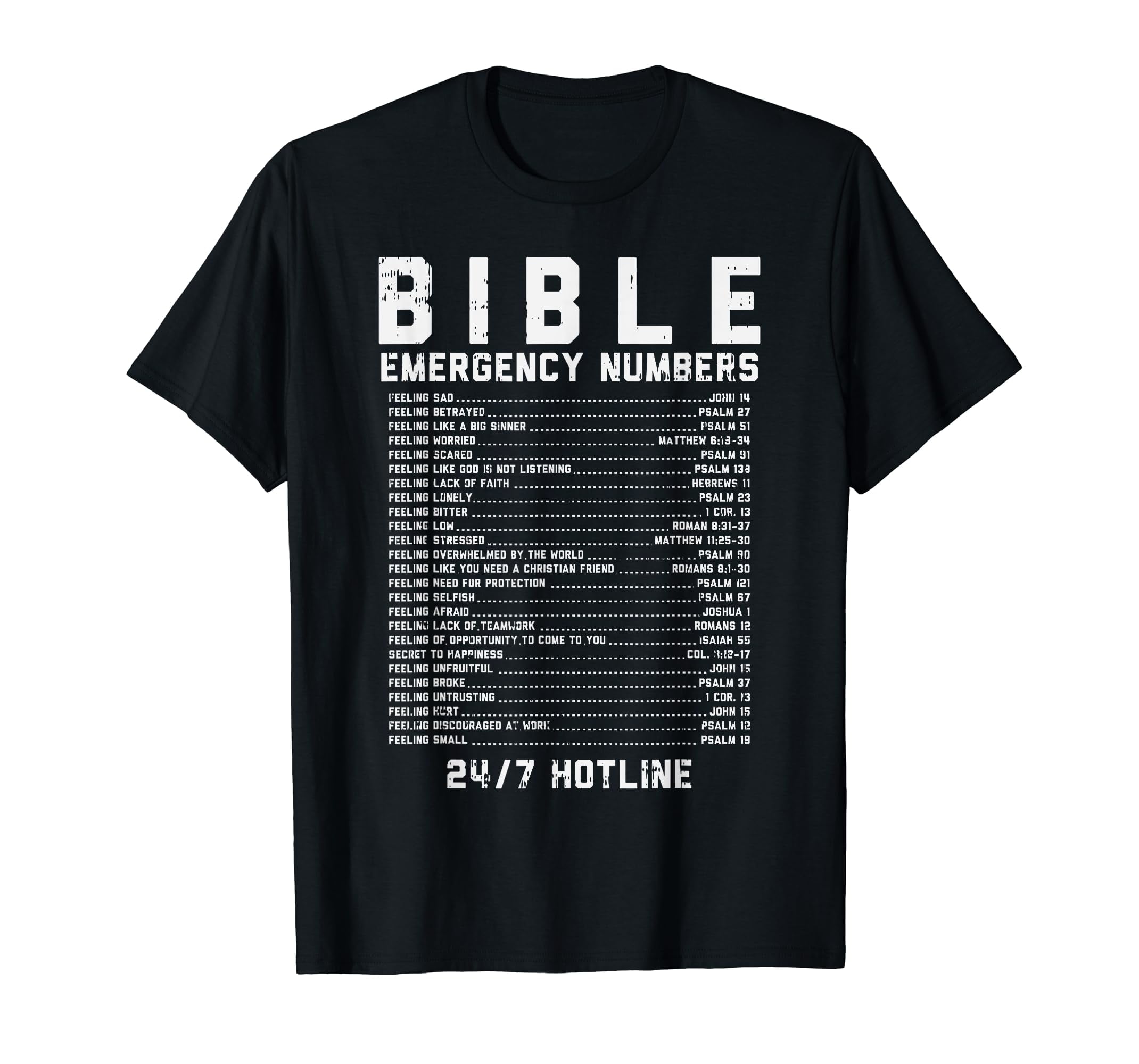 Bible Emergency Numbers Verse God Jesus Faith Christian Gift T-Shirt ...