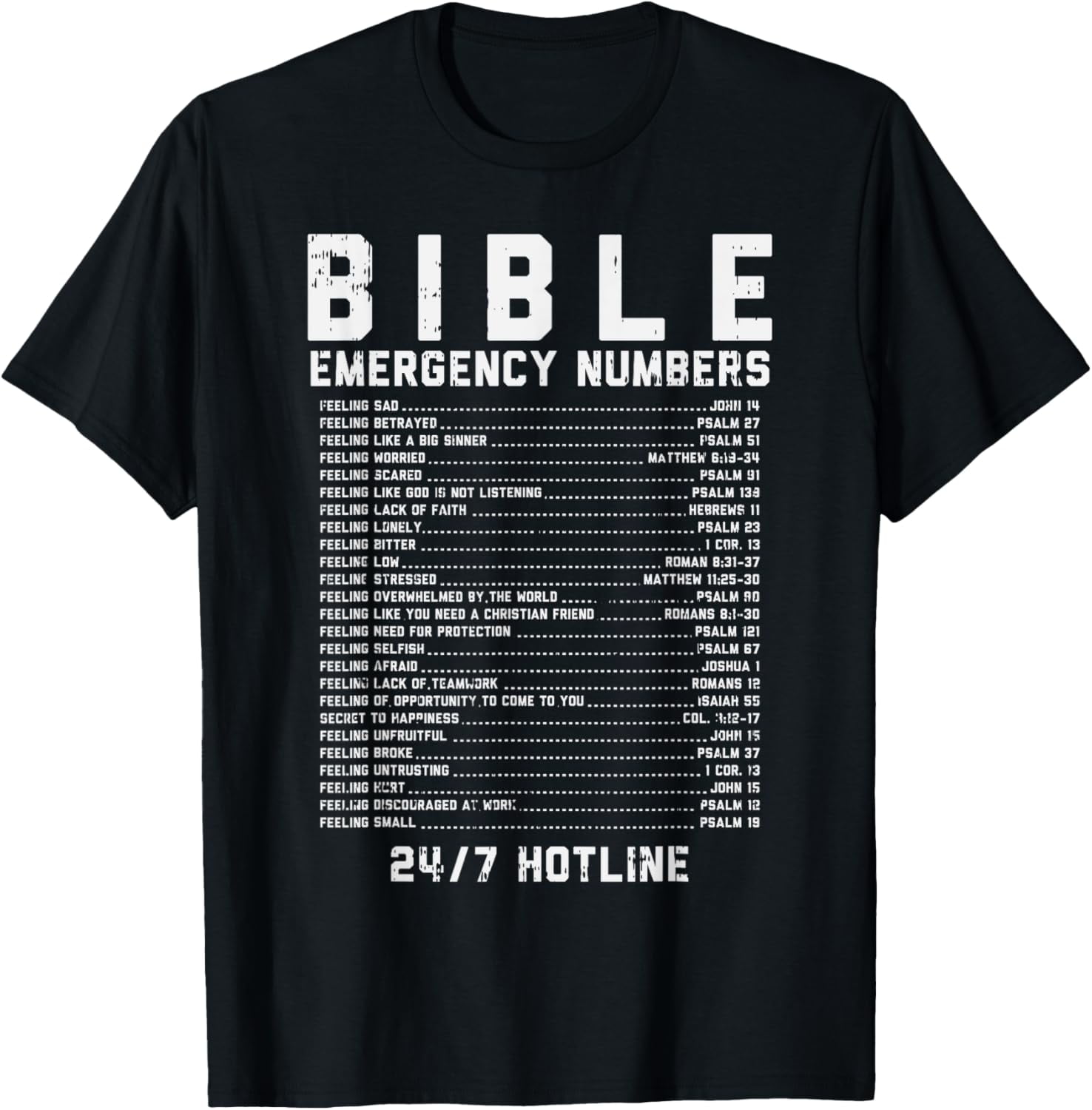 Bible Emergency Numbers Verse God Jesus Faith Christian Gift T-Shirt ...