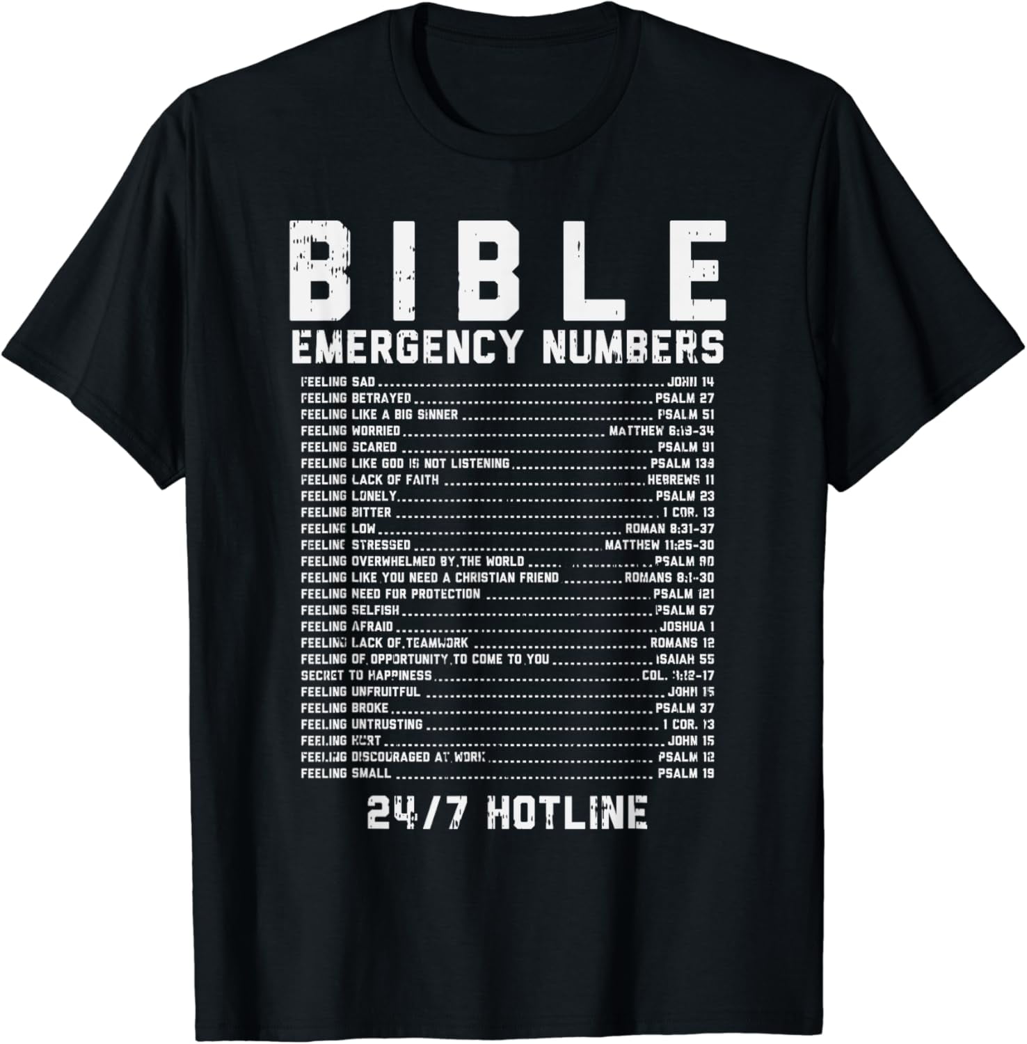 Bible Emergency Numbers Verse God Jesus Faith Christian Gift T-Shirt ...