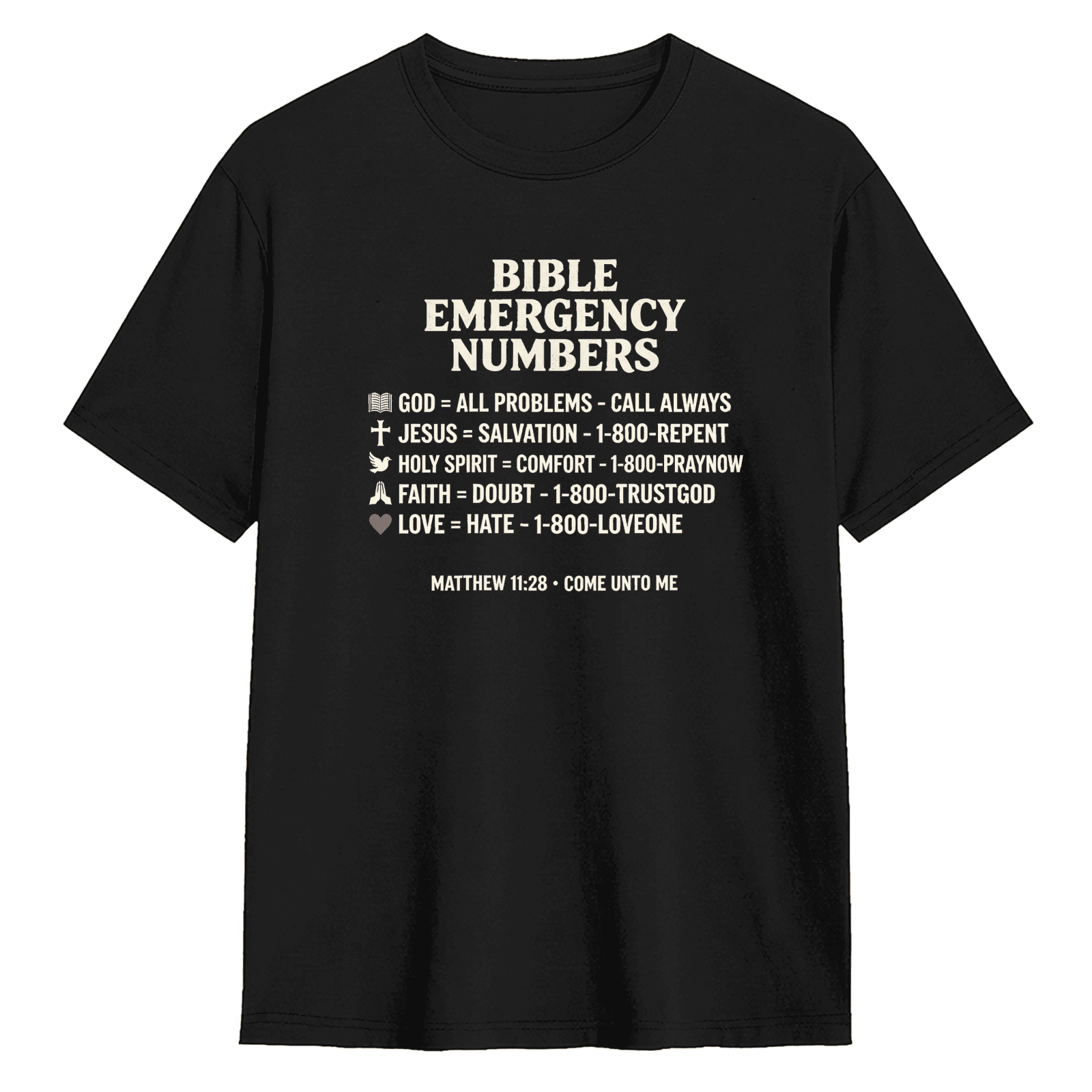 Bible Emergency Numbers Vintage Graphic Tee for Men and Women, Fun ...