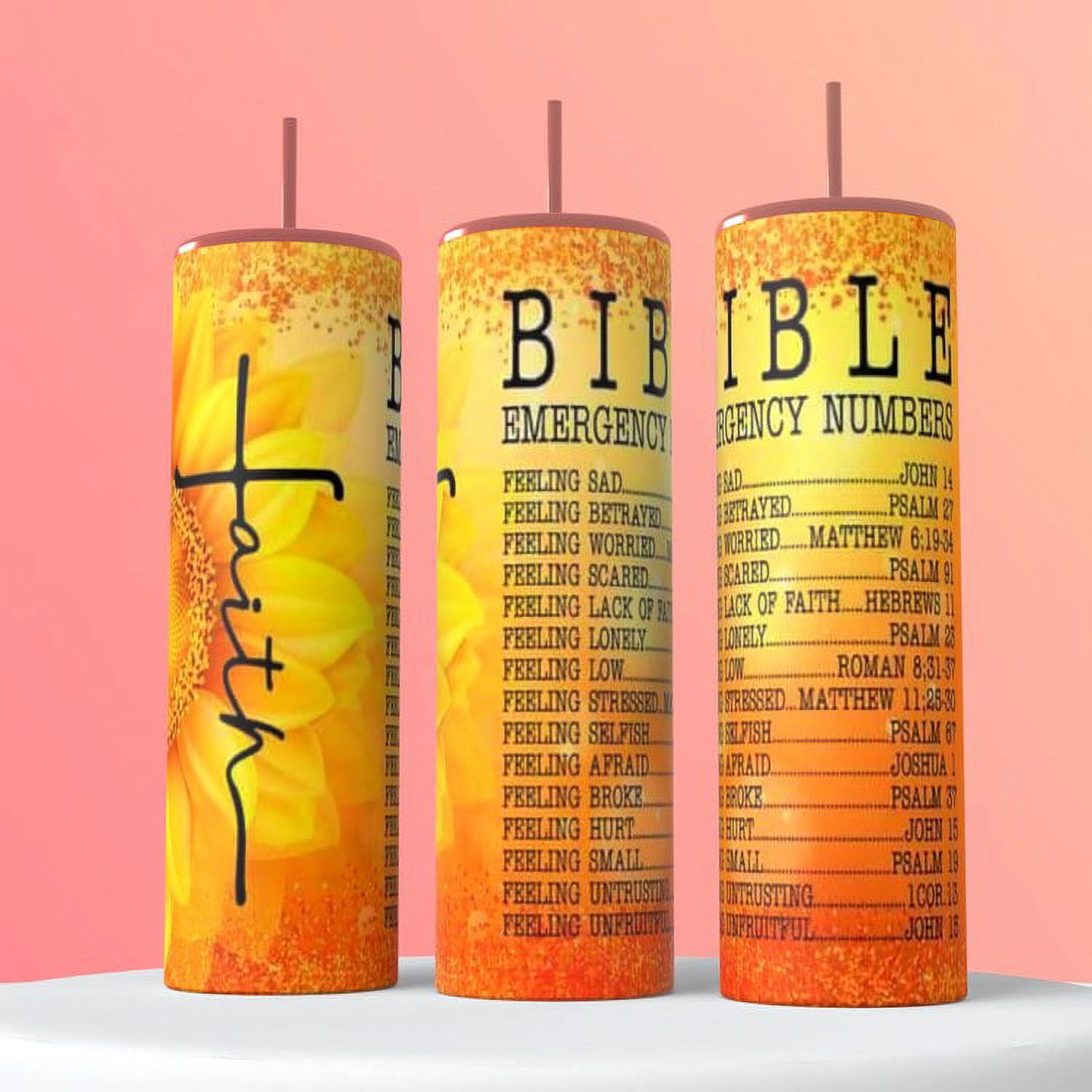Bible Emergency Numbers faith verses 20 ounce tumbler coffee hot cold ...