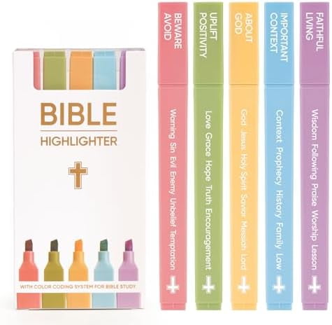 Bible Highlighters with Highlighting System, Chisel Tip No Bleed ...