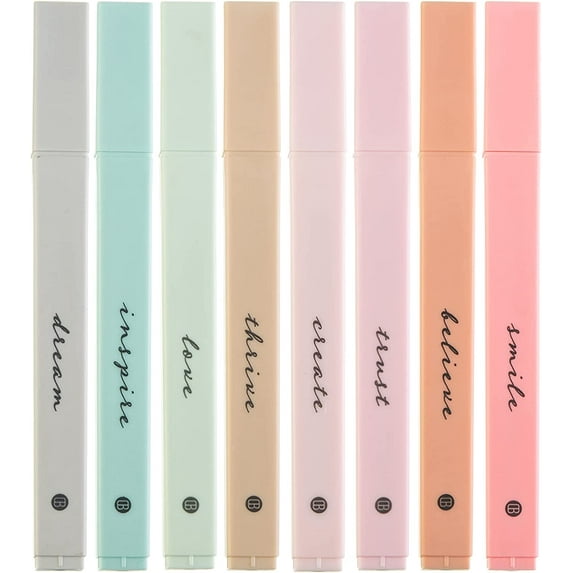 Bible Highlighters with Soft Chisel Tip, 8 Pack Assorted Colors Pens No ...