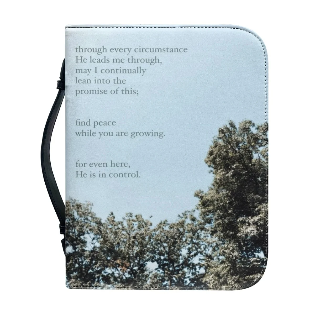 Bible Hymn Excerpt Print Bible Bag for Women Zippered Handle Handbag PU ...