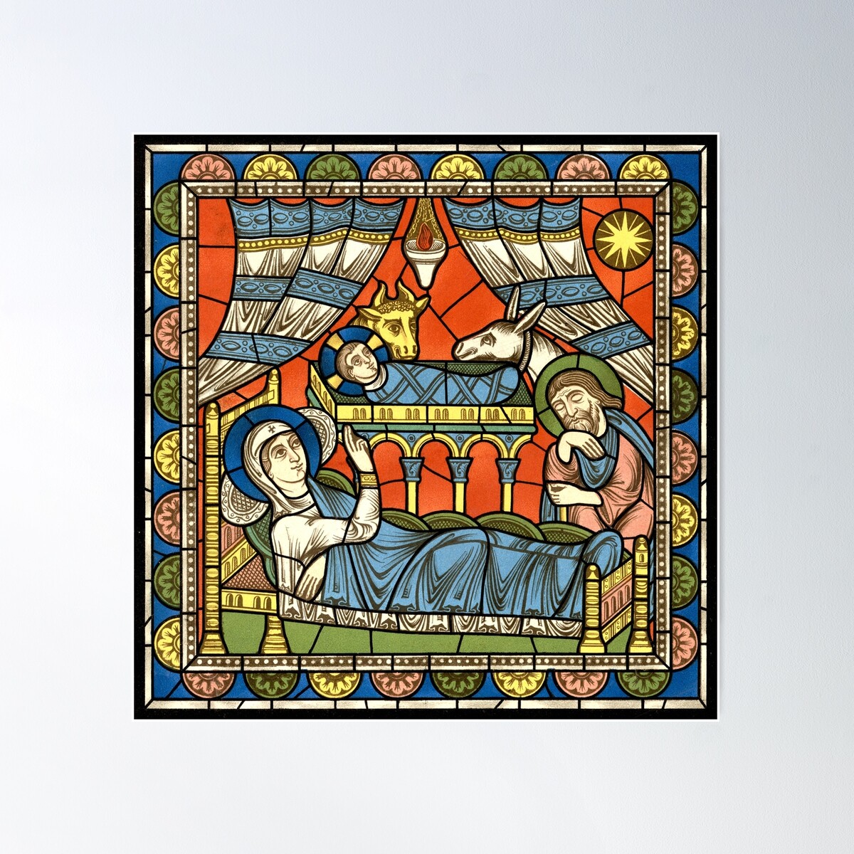 Bible In Stained Glass - Jesus Is Born Poster Wall Art, Modern Wall ...