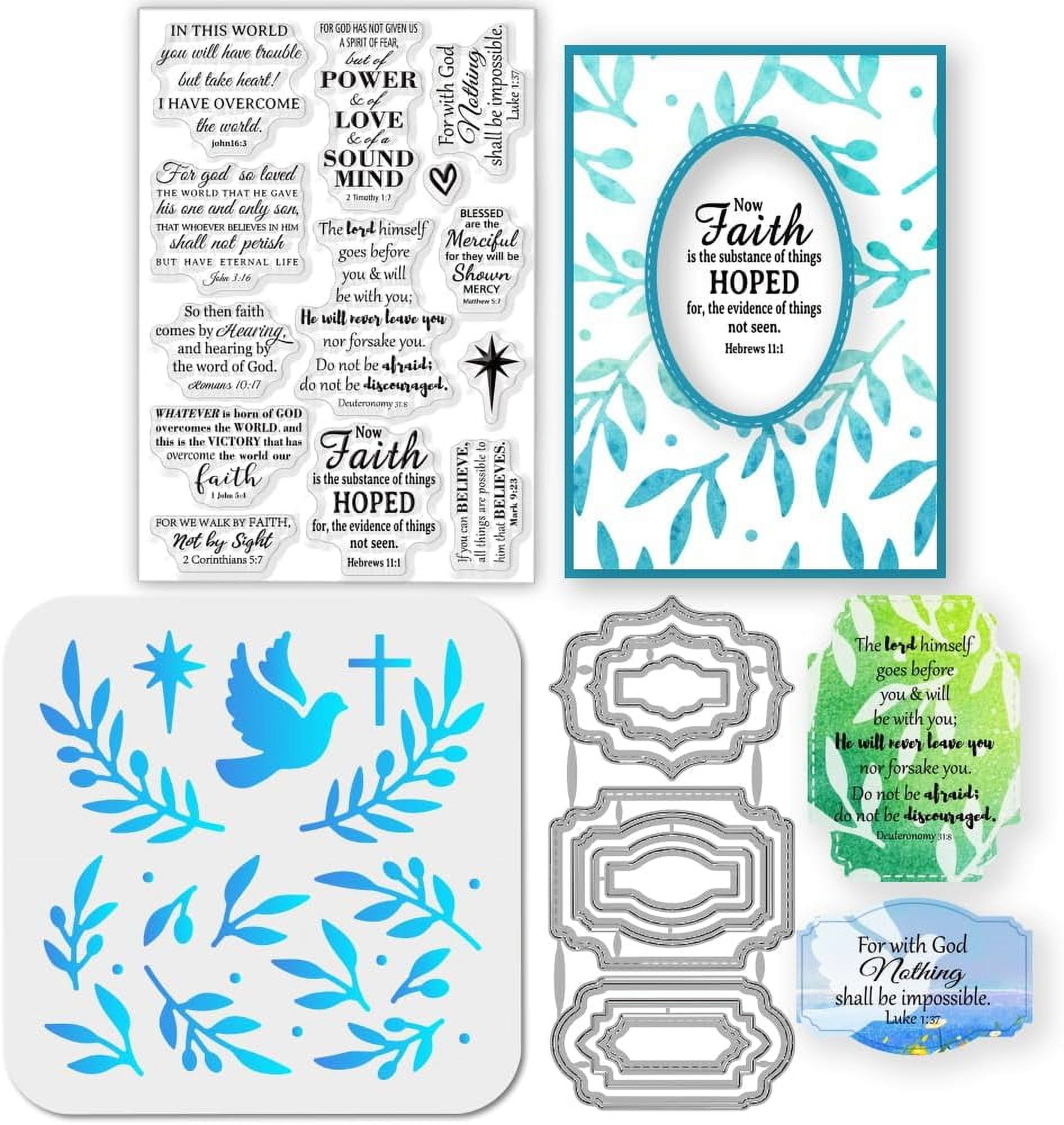 Bible Label Clear Stamp Frame Cutting Die Dove PET Paint Craft Template ...