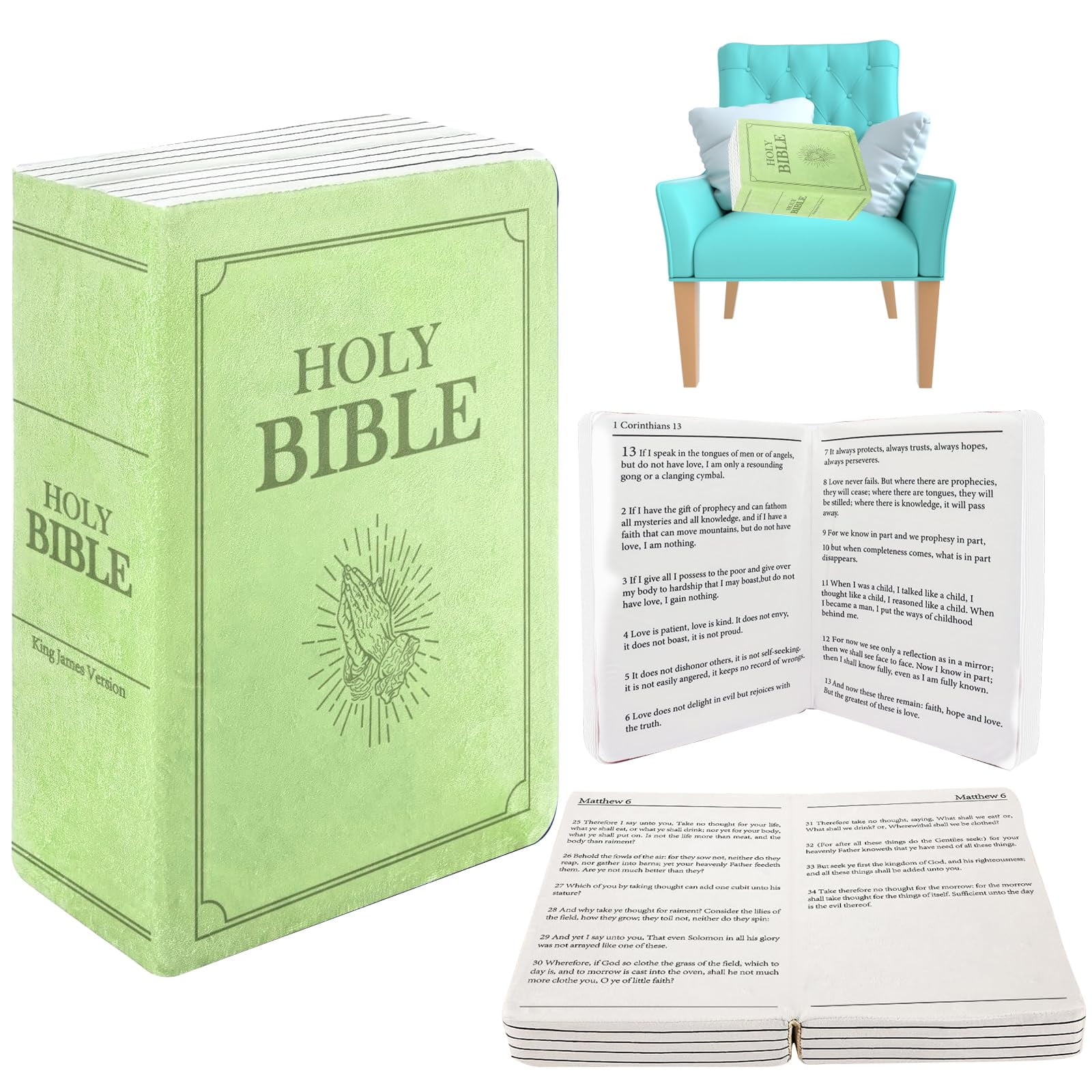 Bible Pillow, 13x8.66x3.54 Inch Velvet Book Shape Pillow Plush That ...