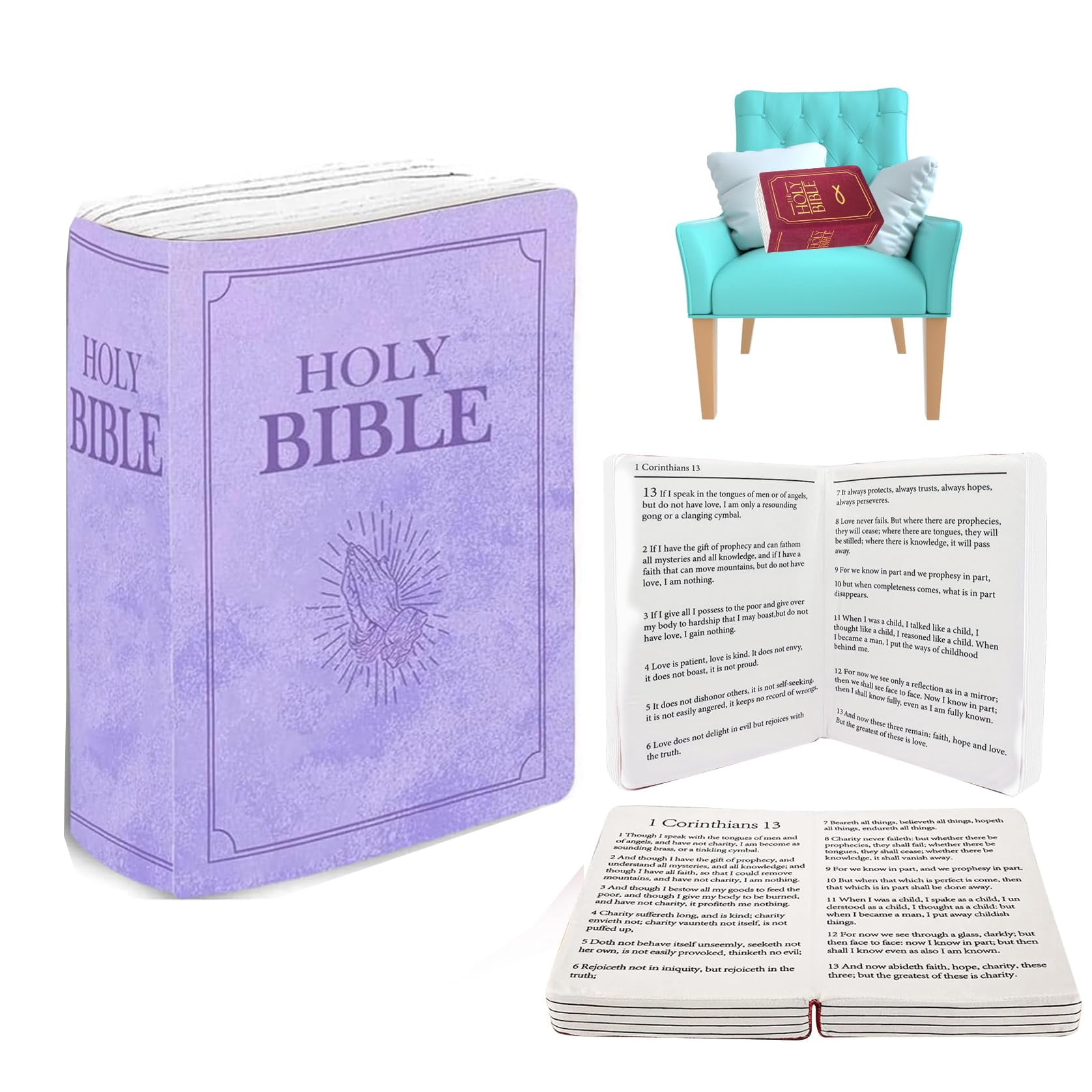 Bible Pillow, 13x8.66x3.54 Inch Velvet Book Shape Pillow Plush That ...