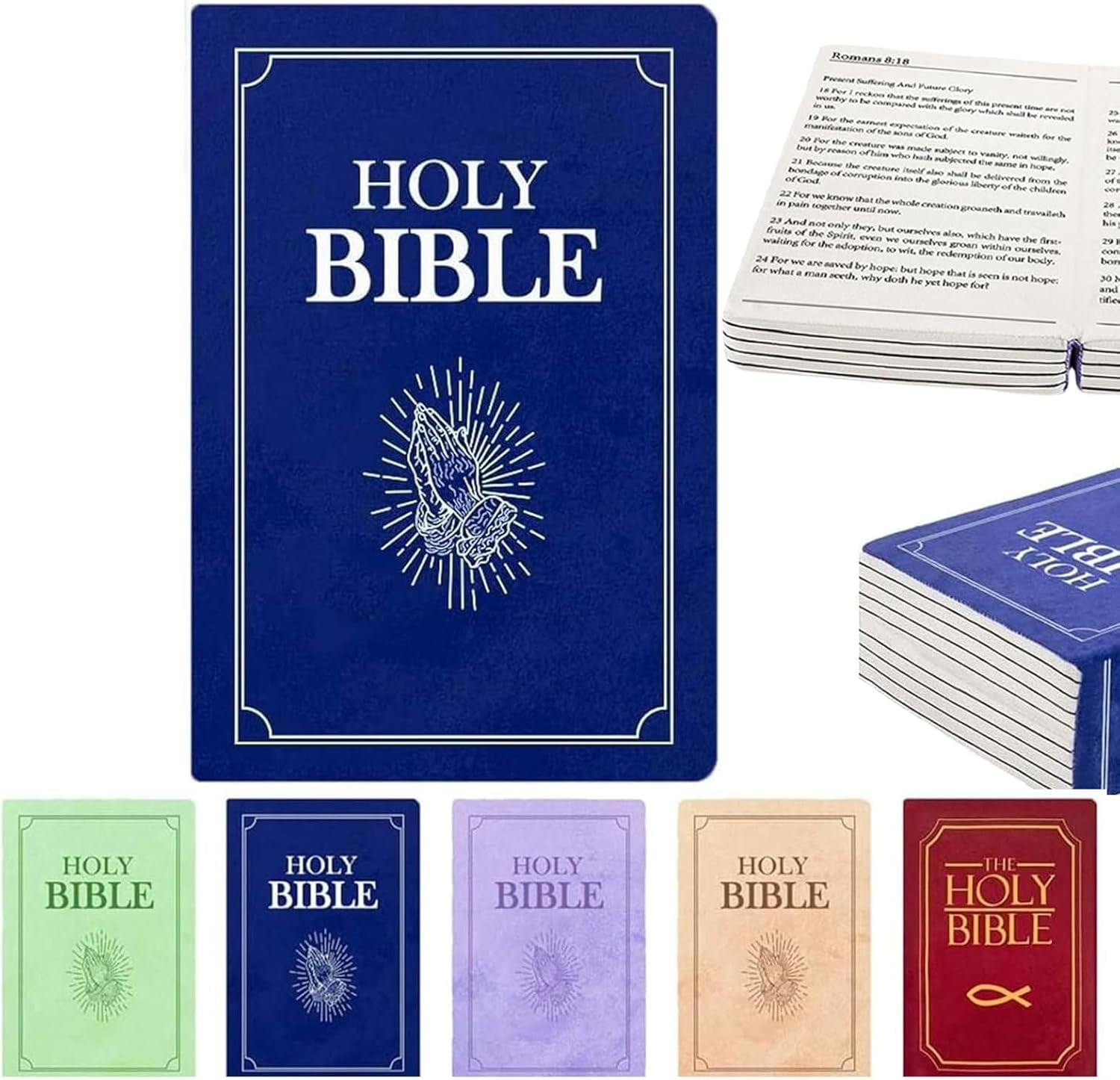 Bible Pillow Book Plush That Opens, Bible Plush Pillow Book Blue ...