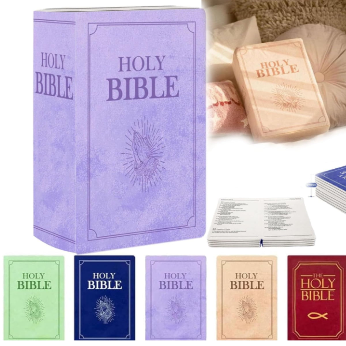Bible Pillow Book Plush That Opens Christian Holy Bible Stuff Religious ...
