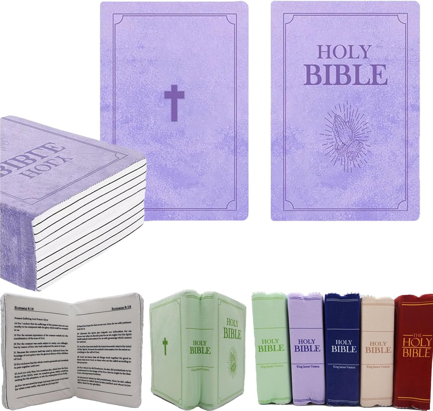 Bible Pillow Book Plush That Opens, Cozy Faith Bible Pillow, Holy Bible ...