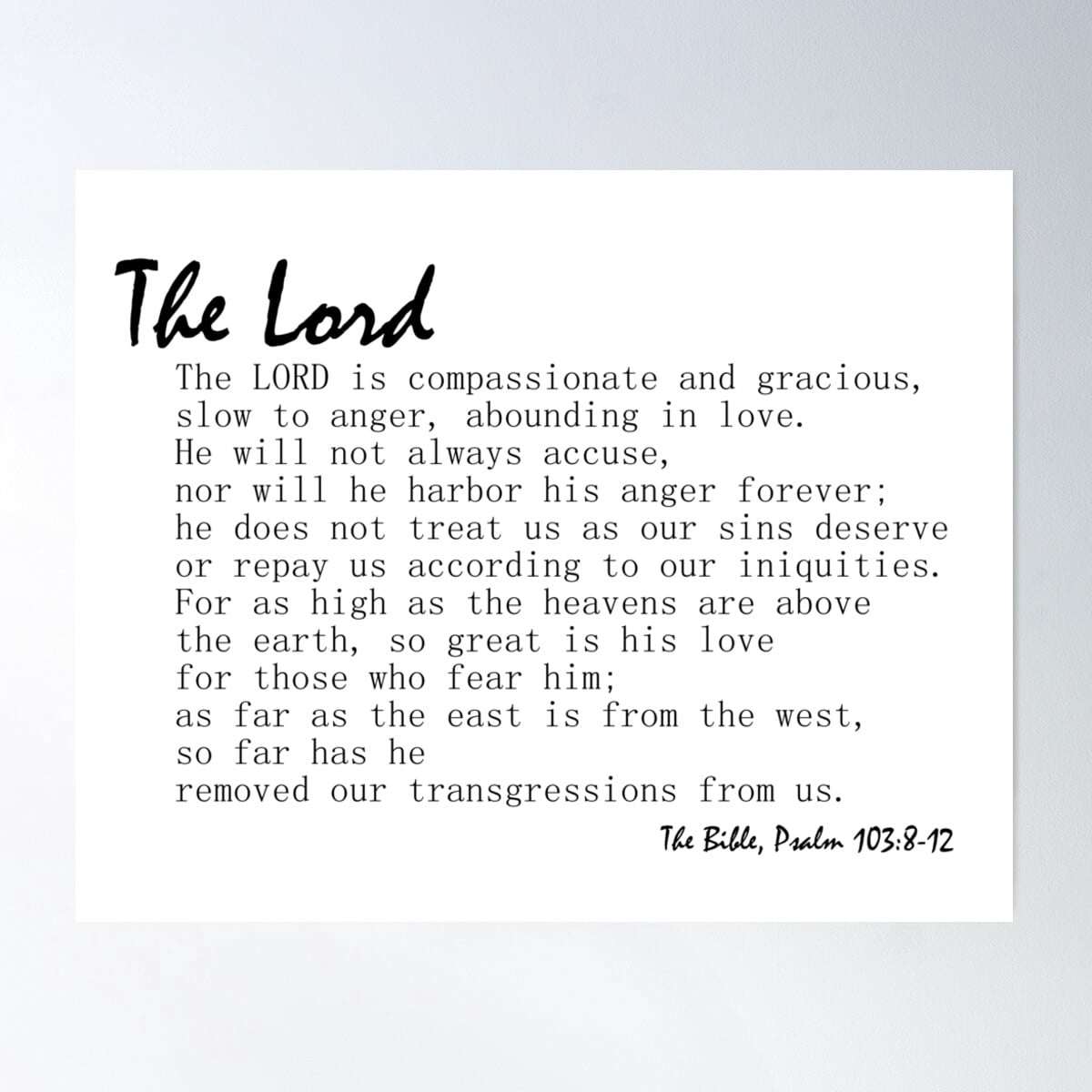 Bible Psalm 103 | White Poster Wall Art, Modern Wall Decor For Living ...
