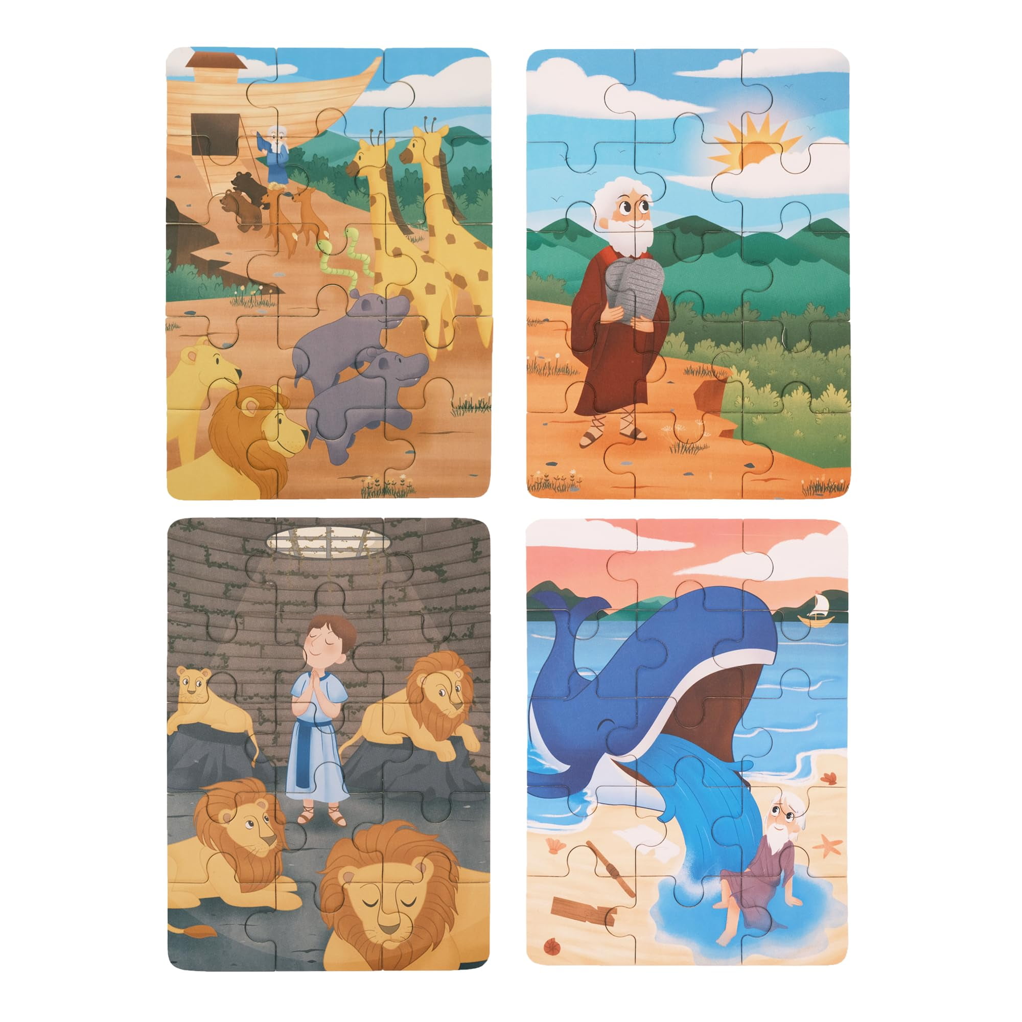 Bible Puzzles For Kids | 4-In-1 Wooden Jigsaw Puzzles In Box (15 Pcs Each) | Christian Bible ...