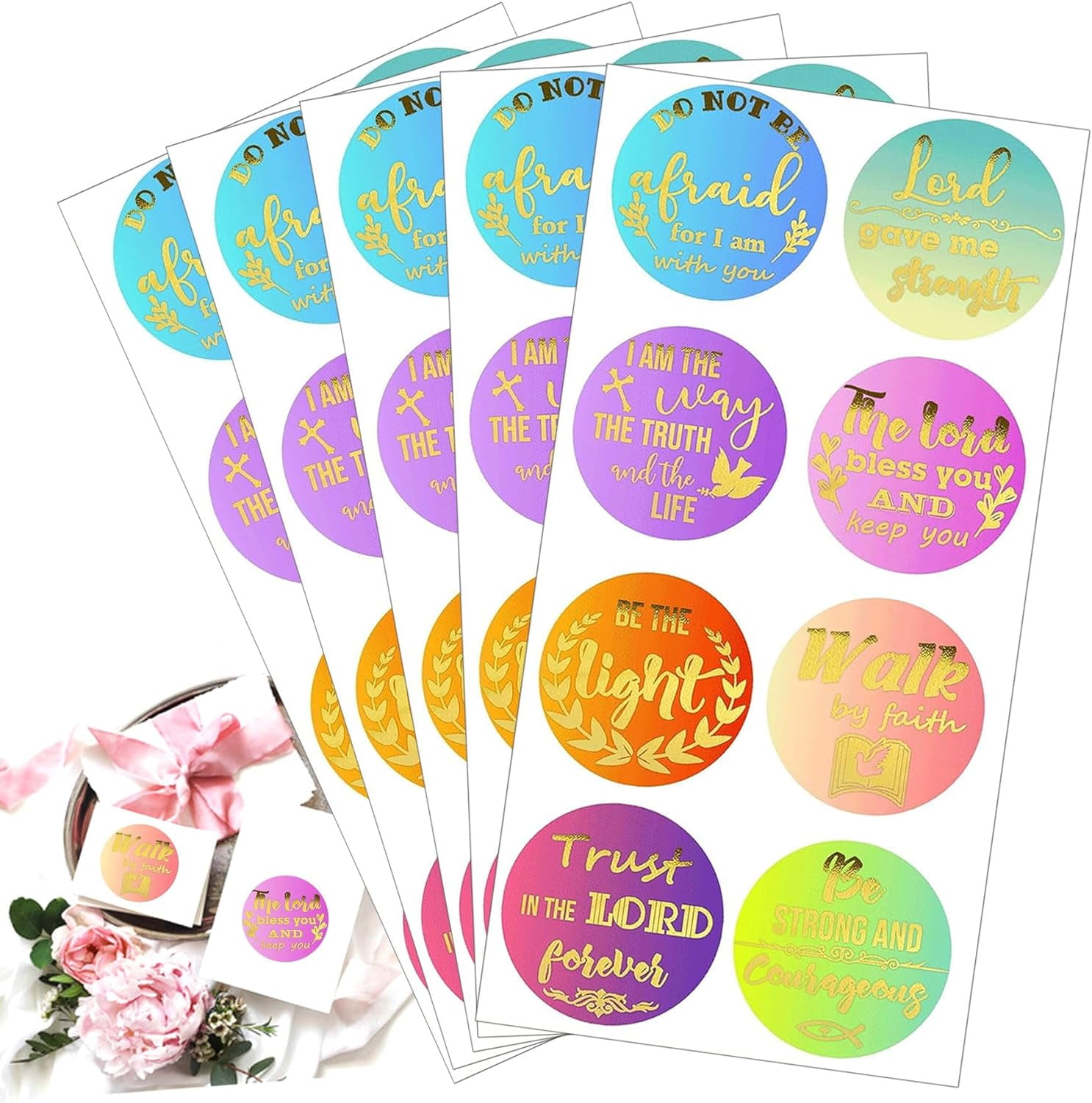 Bible Quote Gold Foil Stickers Faith Motivational Christian Jesus ...