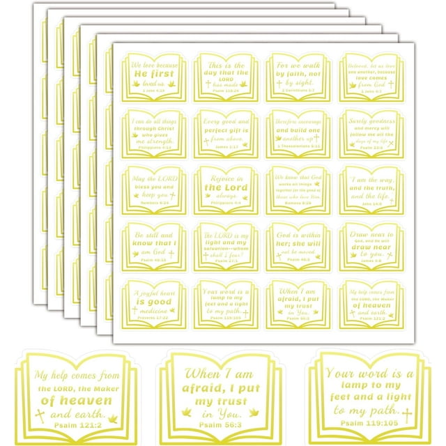 Bible Quote Gold Foil Stickers Faith Motivational Christian Verses ...