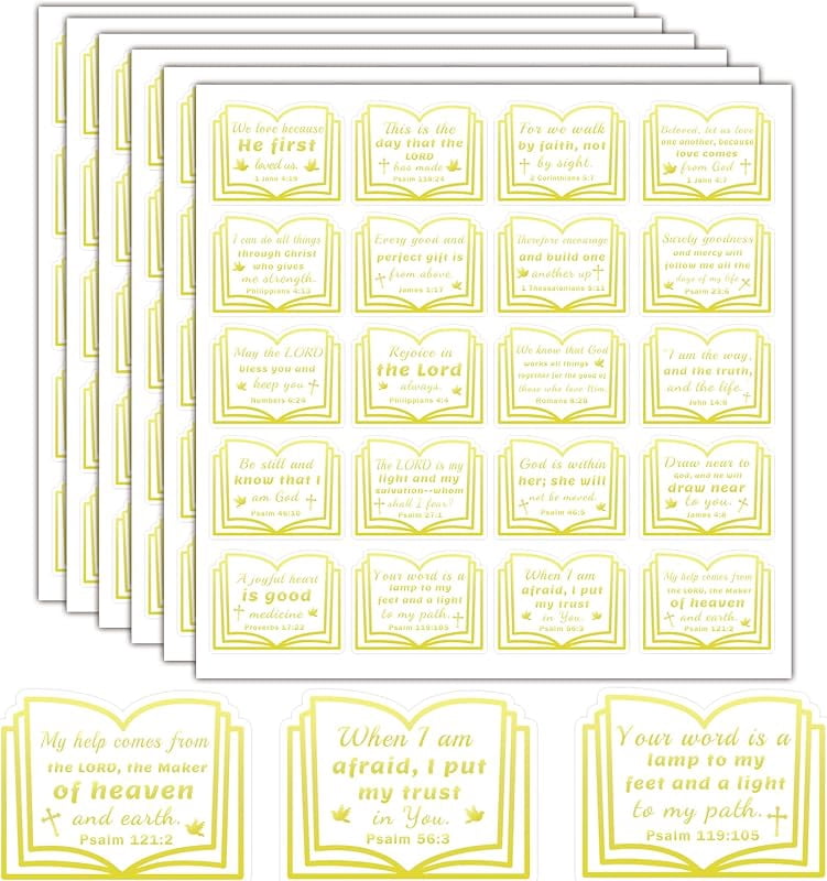 Bible Quote Gold Foil Stickers - Faith Motivational Christian Verses ...