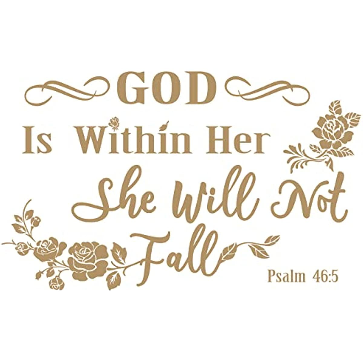 Bible Quotes PVC Wall Sticker Heart Shaped Leaves God is Within Her She ...