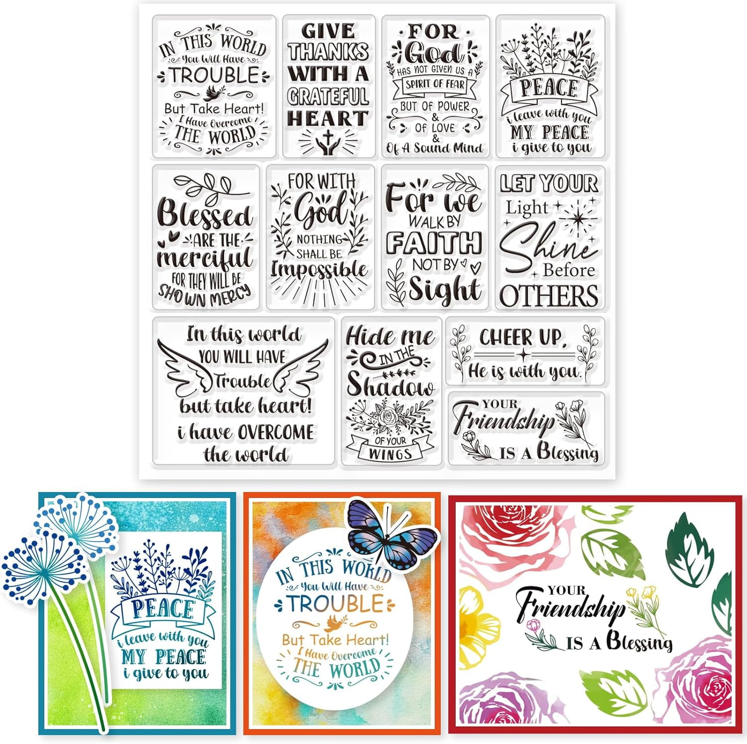 Bible Religion Words Transparent Clear Stamps Blessing Texts Embossing ...