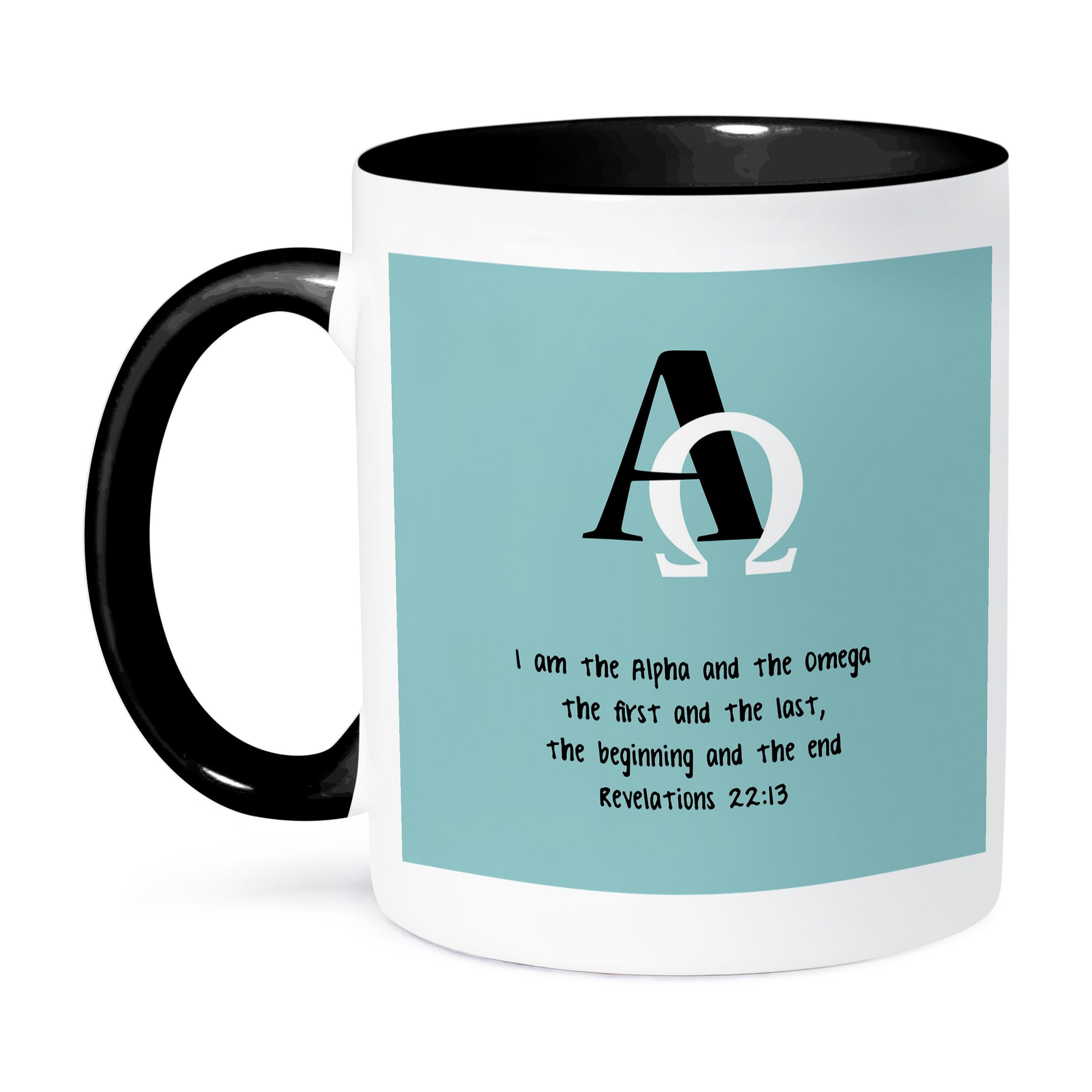 3dRose, Bible Scripture Alpha and Omega Rev 22, 11oz Two-Tone Black Mug ...