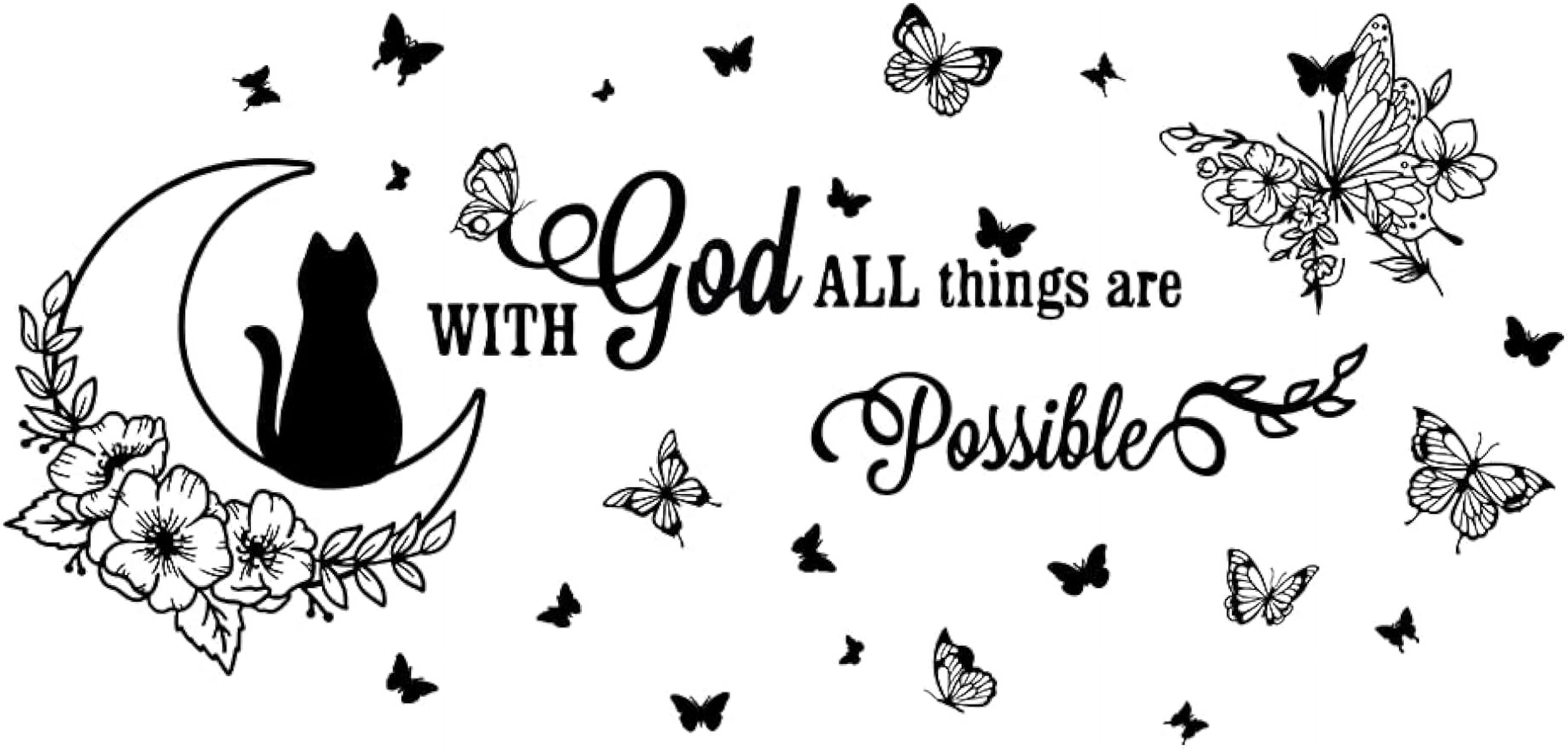 Bible Scripture Moon Wall Decor Butterfly with God All Things are ...