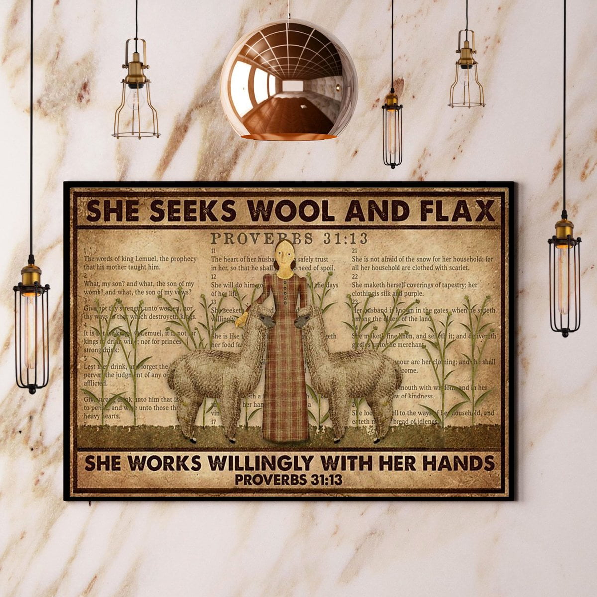 Bible She Seeks Wool And Flax She Works Willingly With Her Hands Alpaca Horizontal Paper Poster ...