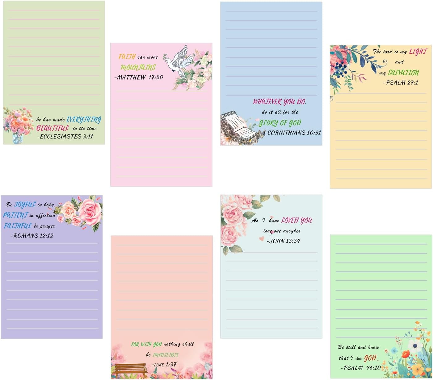 Bible Sticky Notes 8 Pack Christian Notepads Inspirational Pads ...