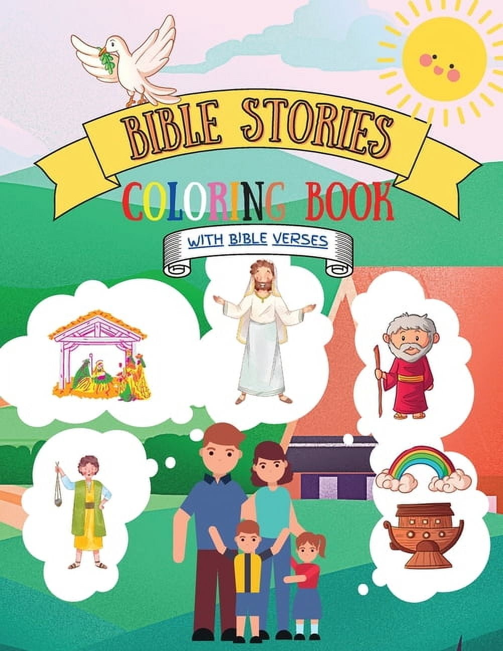 Bible Stories Coloring Book: Biblical Scene Illustrations For Children ...