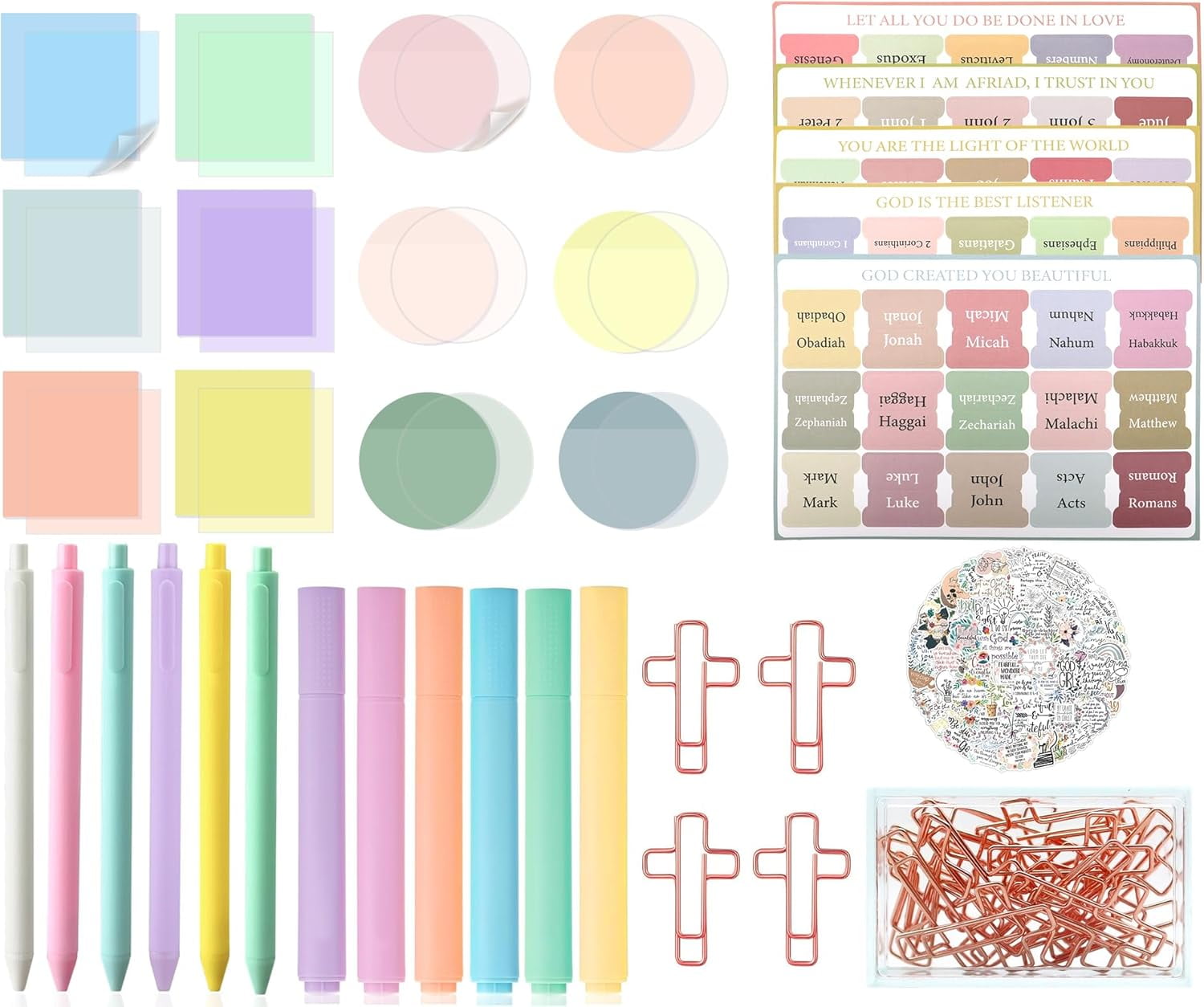 Bible Study Supplies,Bible Tabs and Highlighter Set with Ballpoint Pen ...
