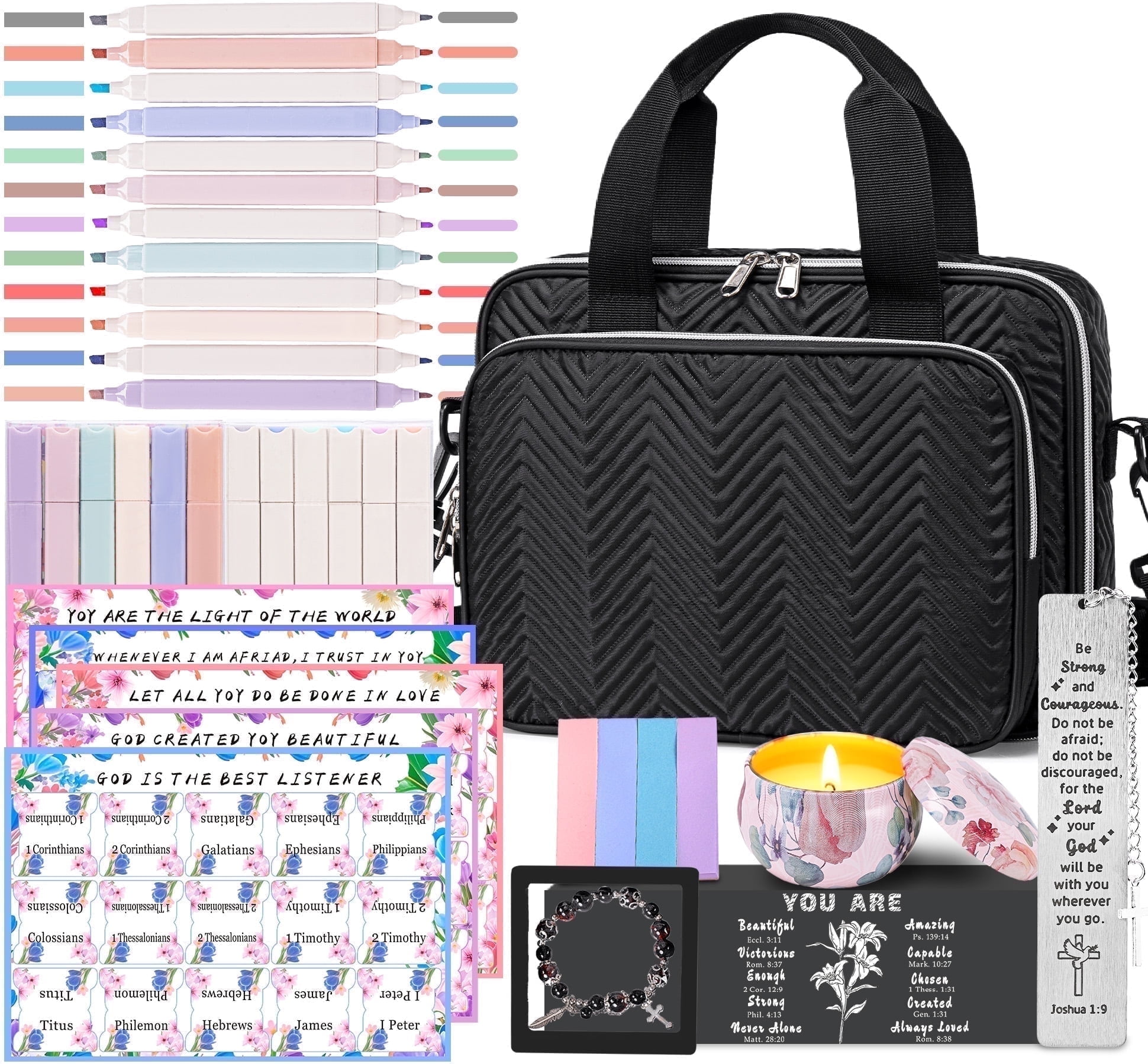 Bible Study Supplies Kit with Black Bible Cover Case for Women & Men ...